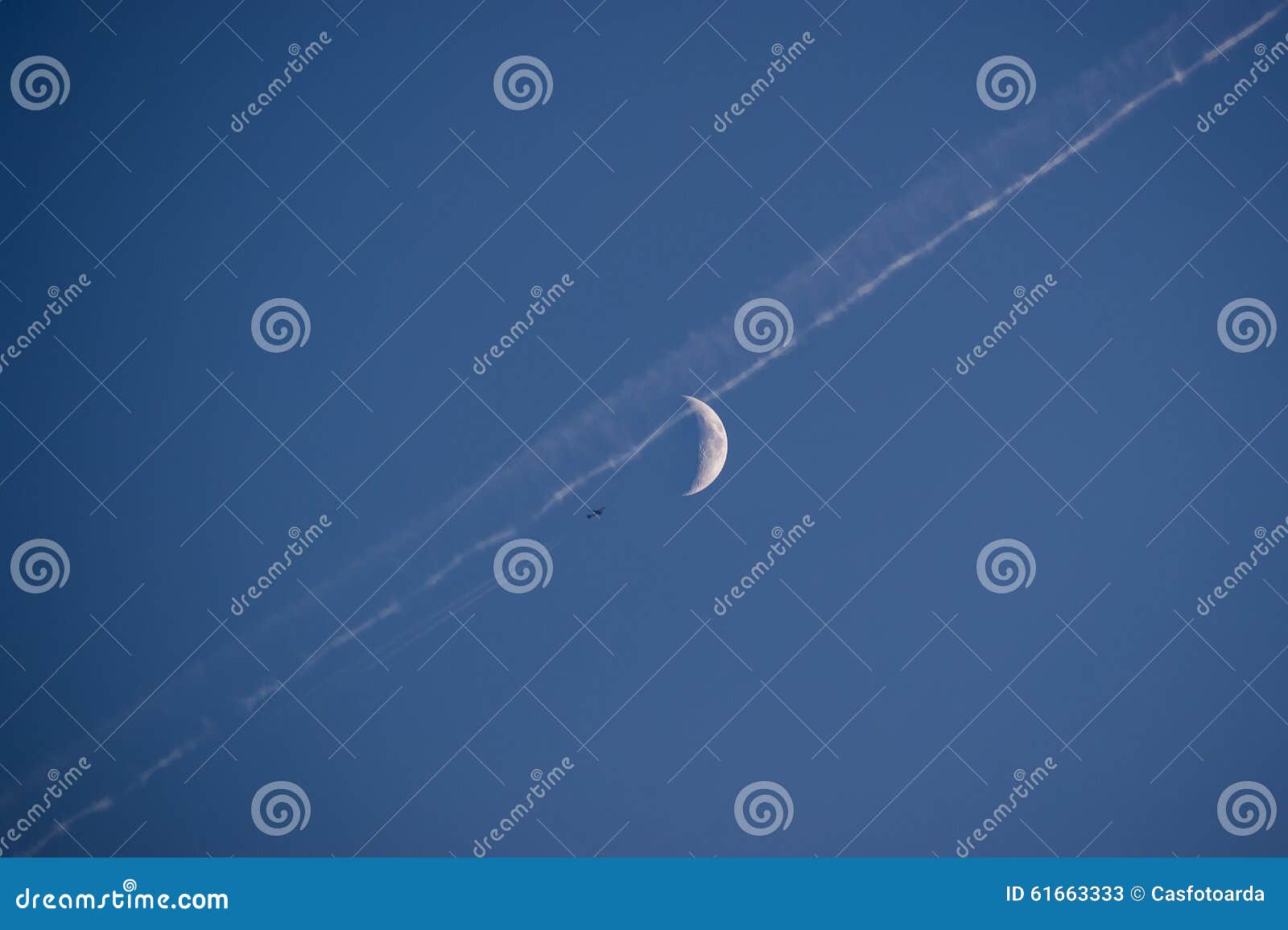 Moon Plane and Trail of a Jet Plane Stock Image - Image of aircraft ...