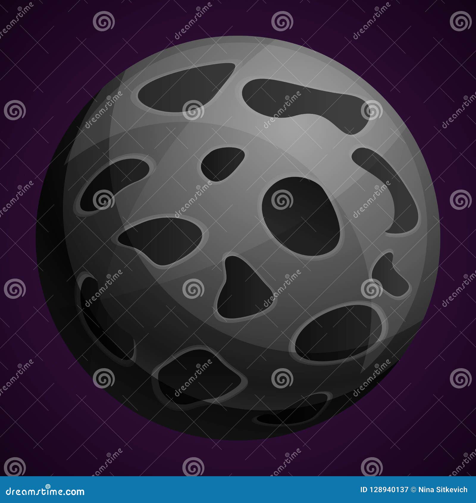 Moon Planet Icon, Cartoon Style Stock Vector - Illustration of ...