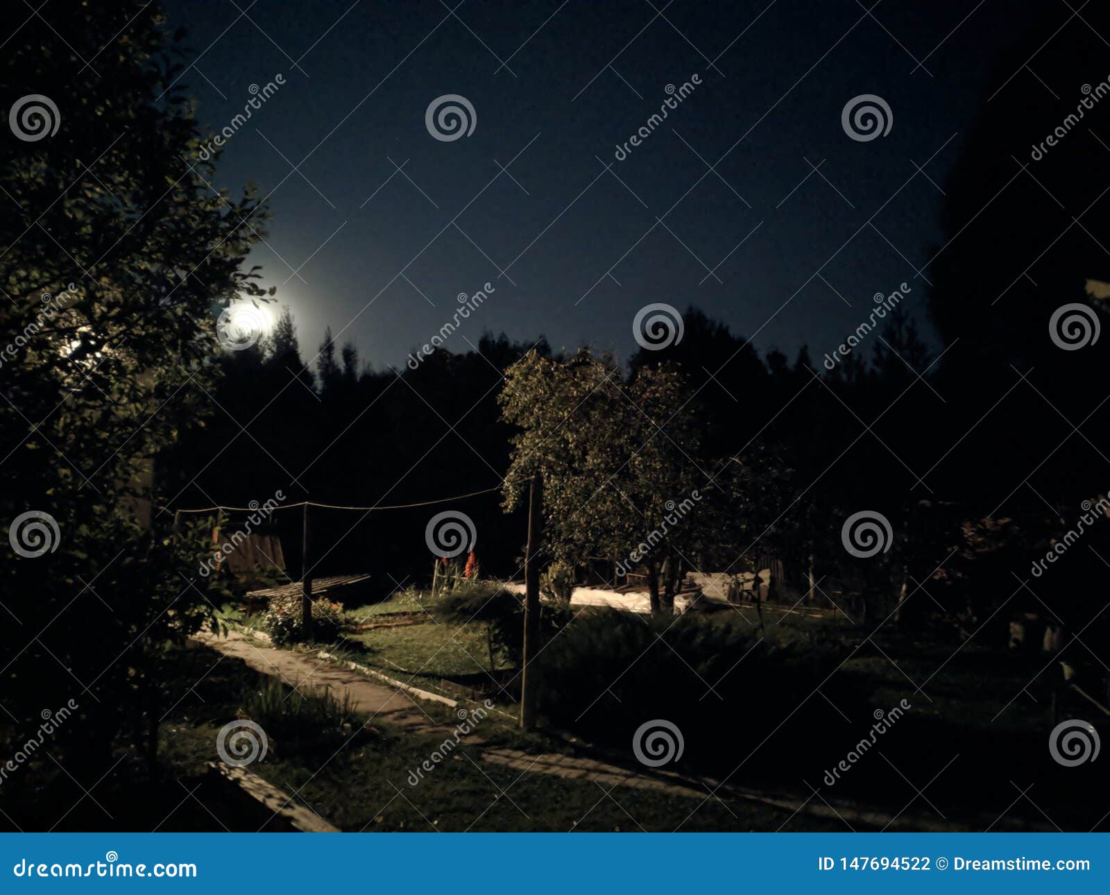 Rural Summer Night and the Moon Stock Photo - Image of time, severe ...