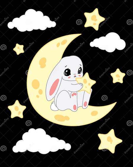 Moon Rabbit stock vector. Illustration of rabbit, symbols - 16067226