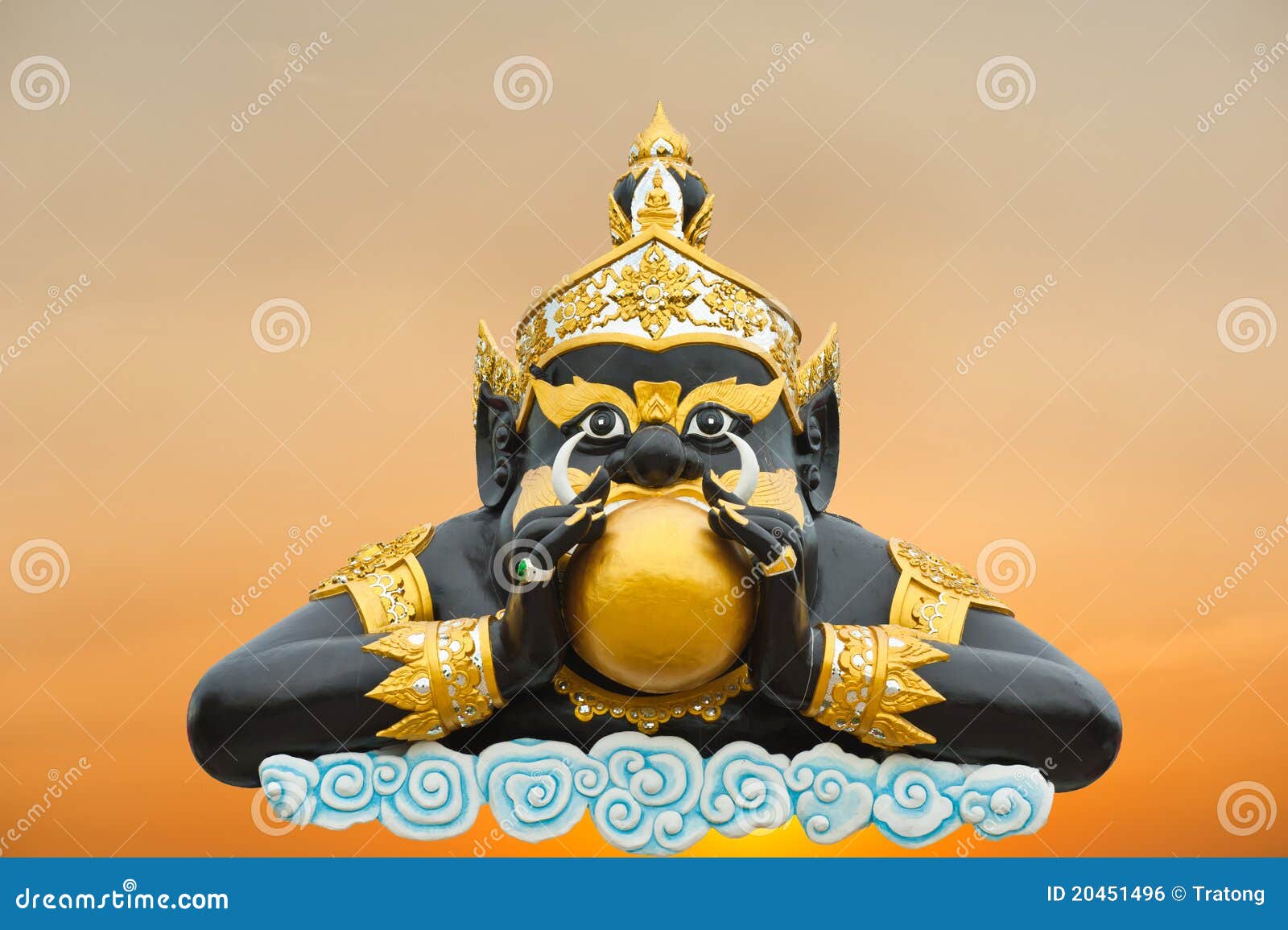 The Moon in Rahoo Mouth on White at Wat Saman Stock Photo - Image of ...