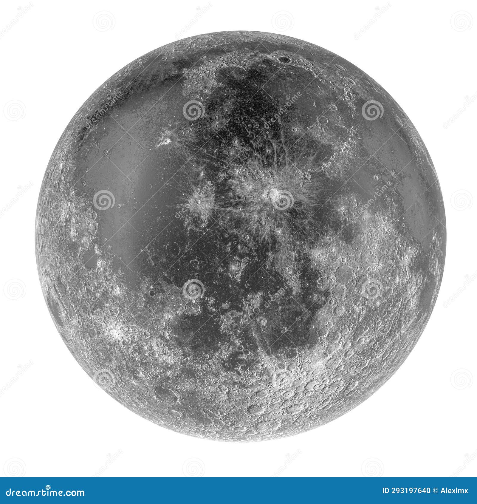 Moon with Realistic Texture Map, 3D Rendering Stock Illustration ...