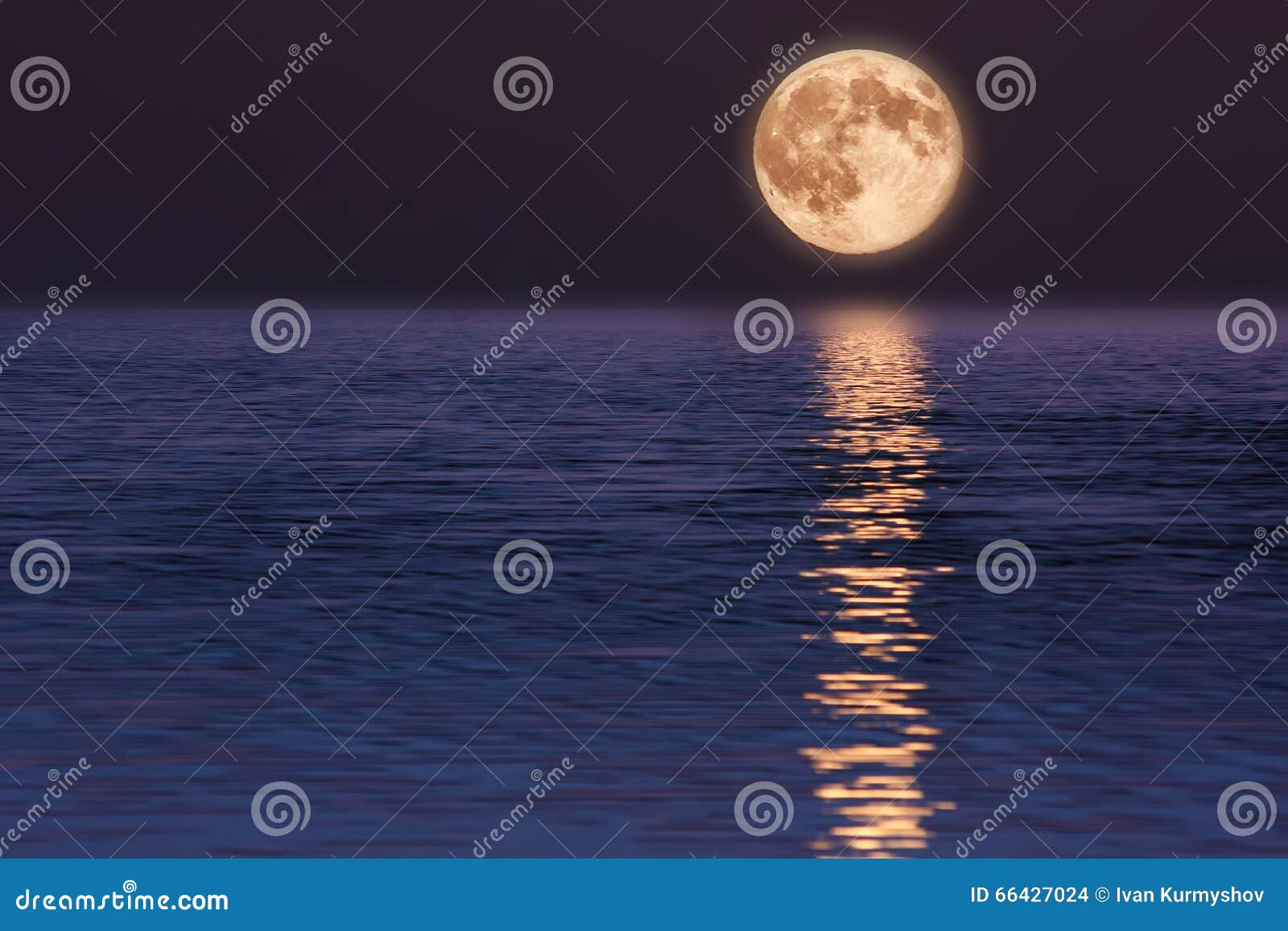 Moon Reflected on Water. Beautiful Nature Landscape Stock Photo - Image ...