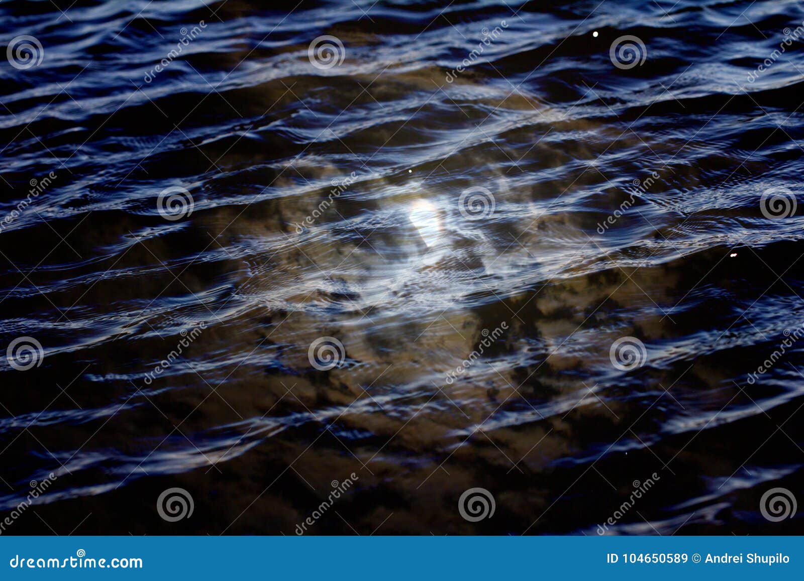 Moon Reflected in Water with Waves Stock Image - Image of white, boat ...