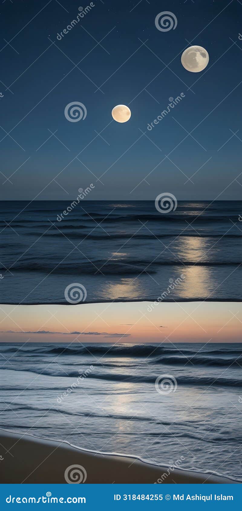 The Moon is a Reflection of the Sun on the Water Stock Illustration ...