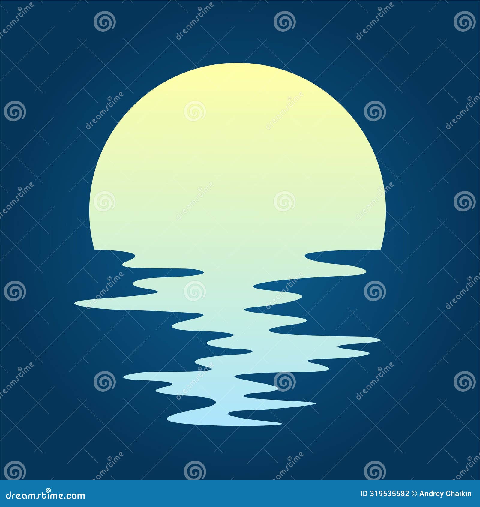 Moon with Reflection in the Water. Stock Vector - Illustration of ...