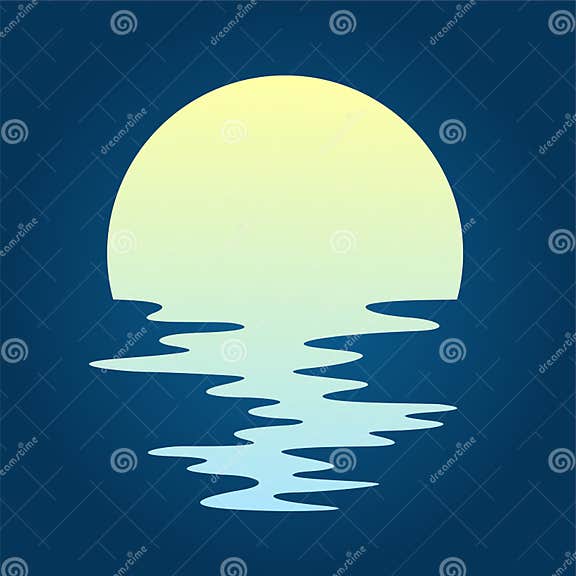Moon with Reflection in the Water. Stock Vector - Illustration of ...