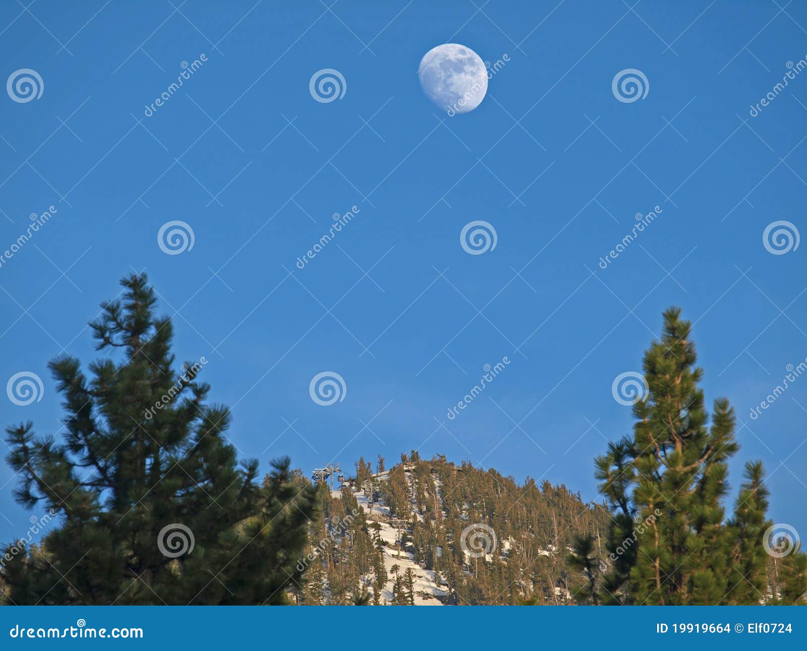 Moon Rise Above Snow Mountain Stock Photo - Image of pink, backpacking ...