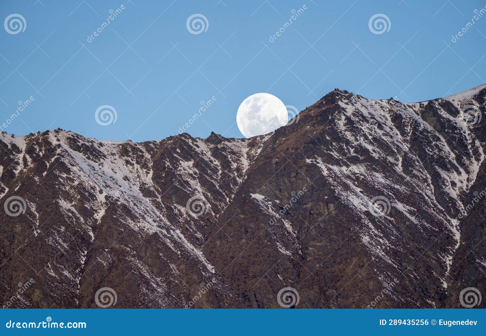 Moon Rise Over the Mountains on the Blue Sky Background Stock Photo ...