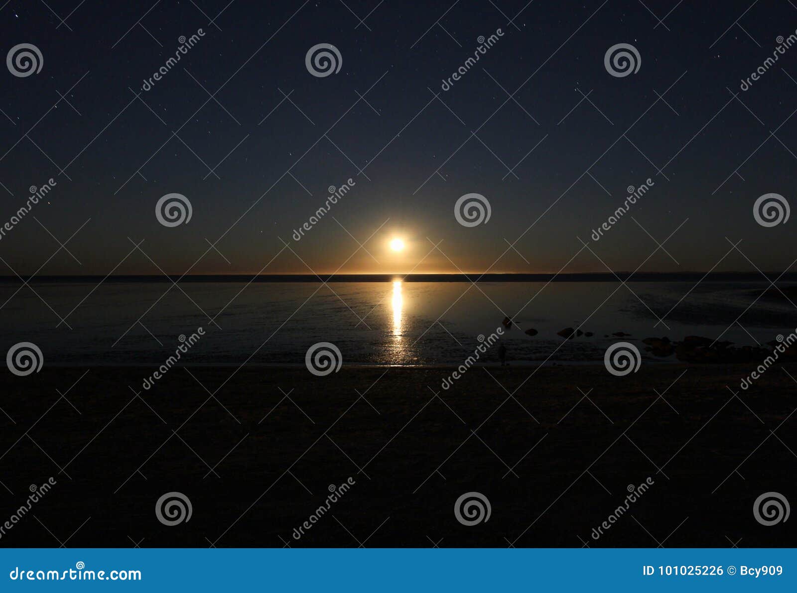 Moon rise over ocean stock photo. Image of lake, moonlight - 101025226