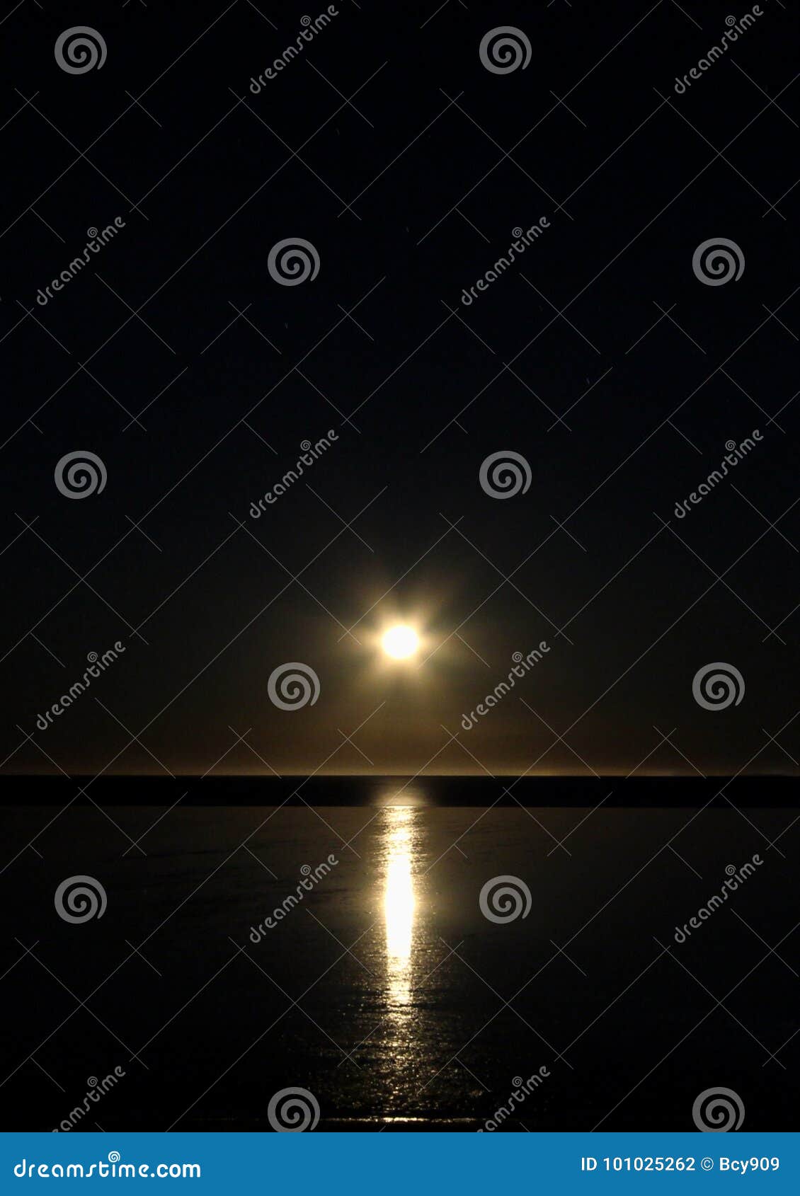 Moon rise over ocean stock photo. Image of lunar, surface - 101025262