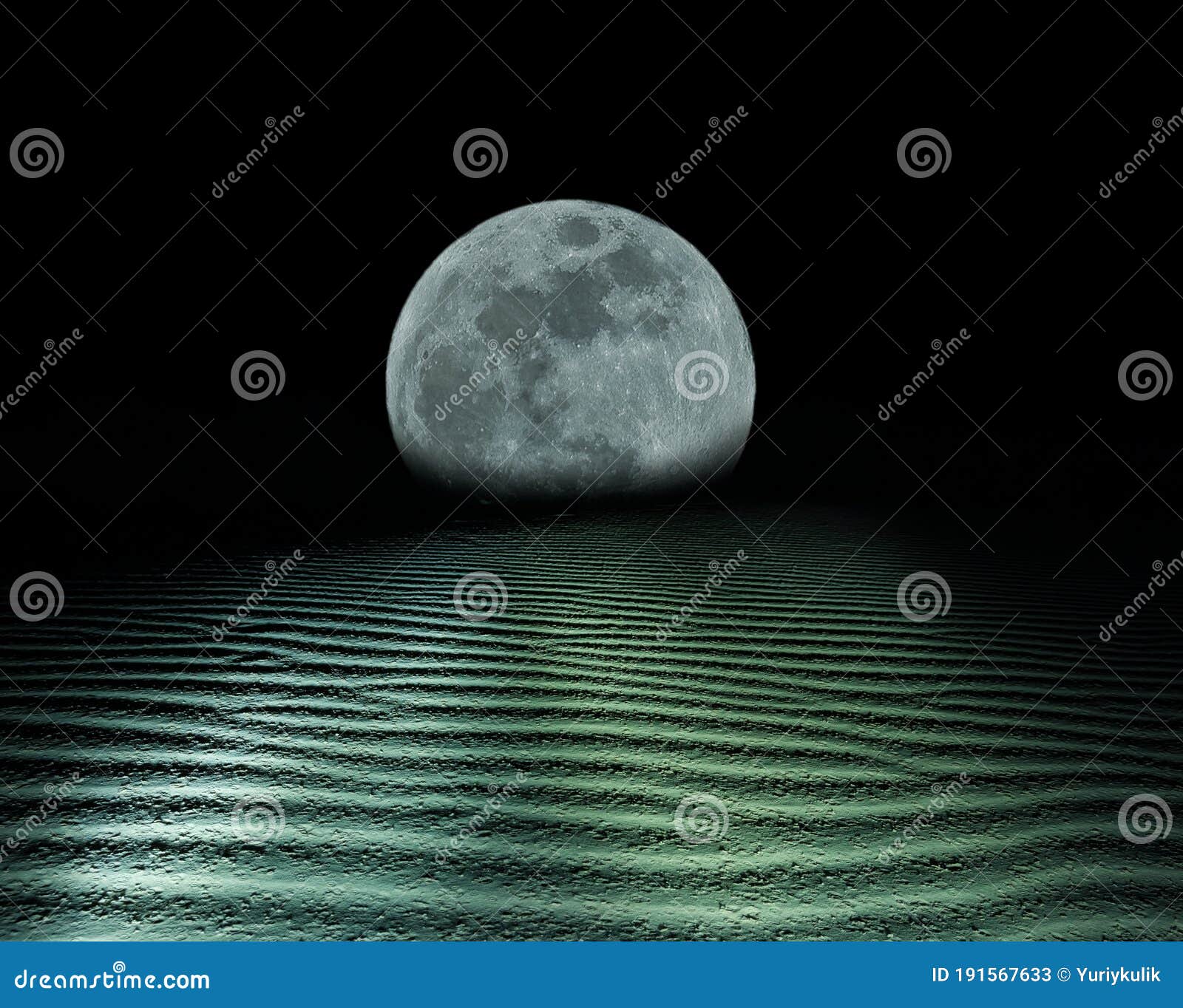 Moon Rising Over a Night Sandy Desert Stock Image - Image of horizon ...