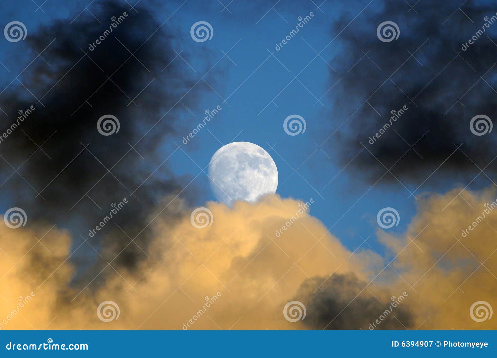 Moon Rising Over Storm Clouds Stock Image - Image of body, blue: 6394907