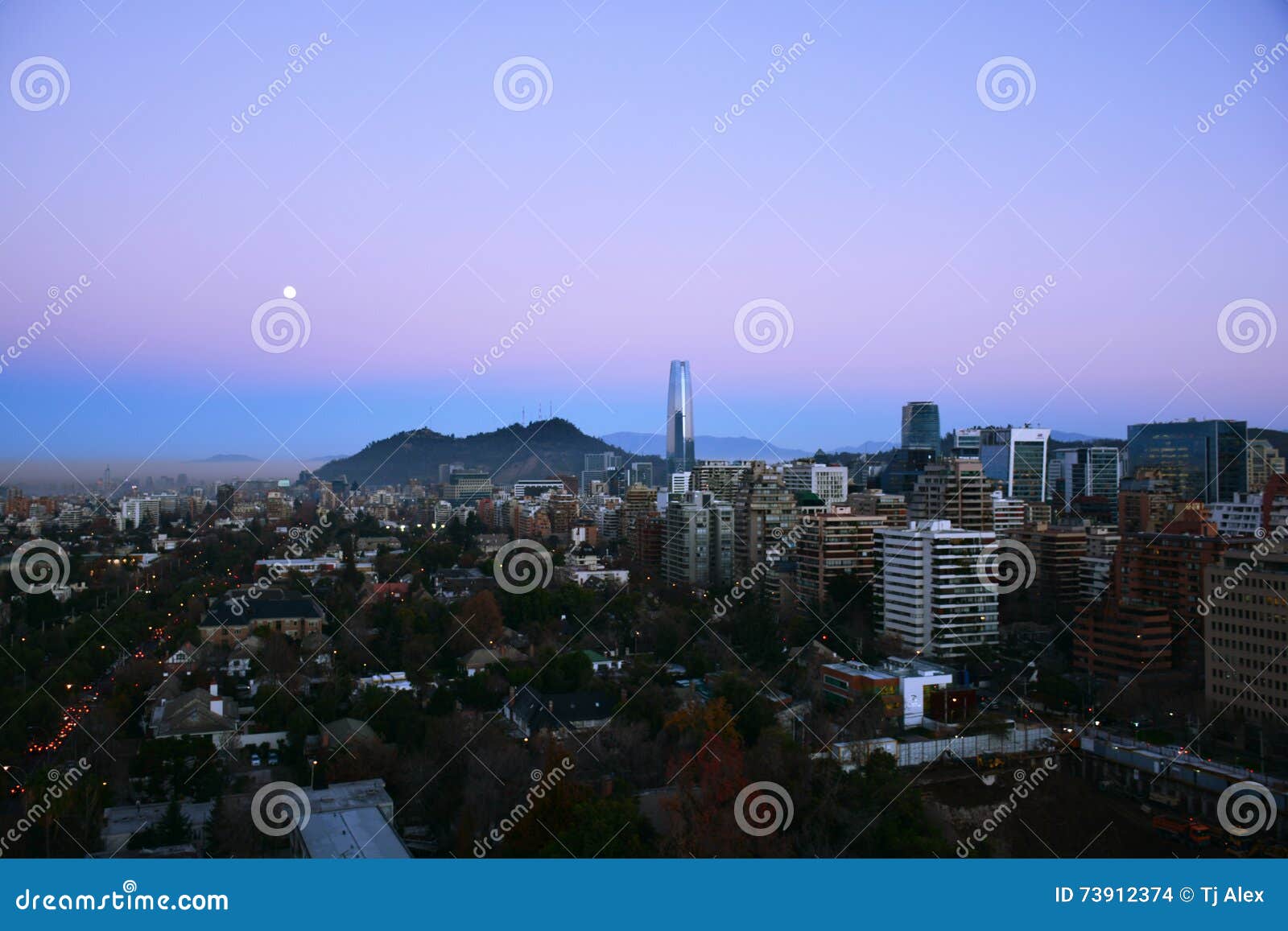 Moon Rising in Santiago Chile Stock Photo - Image of apartment ...