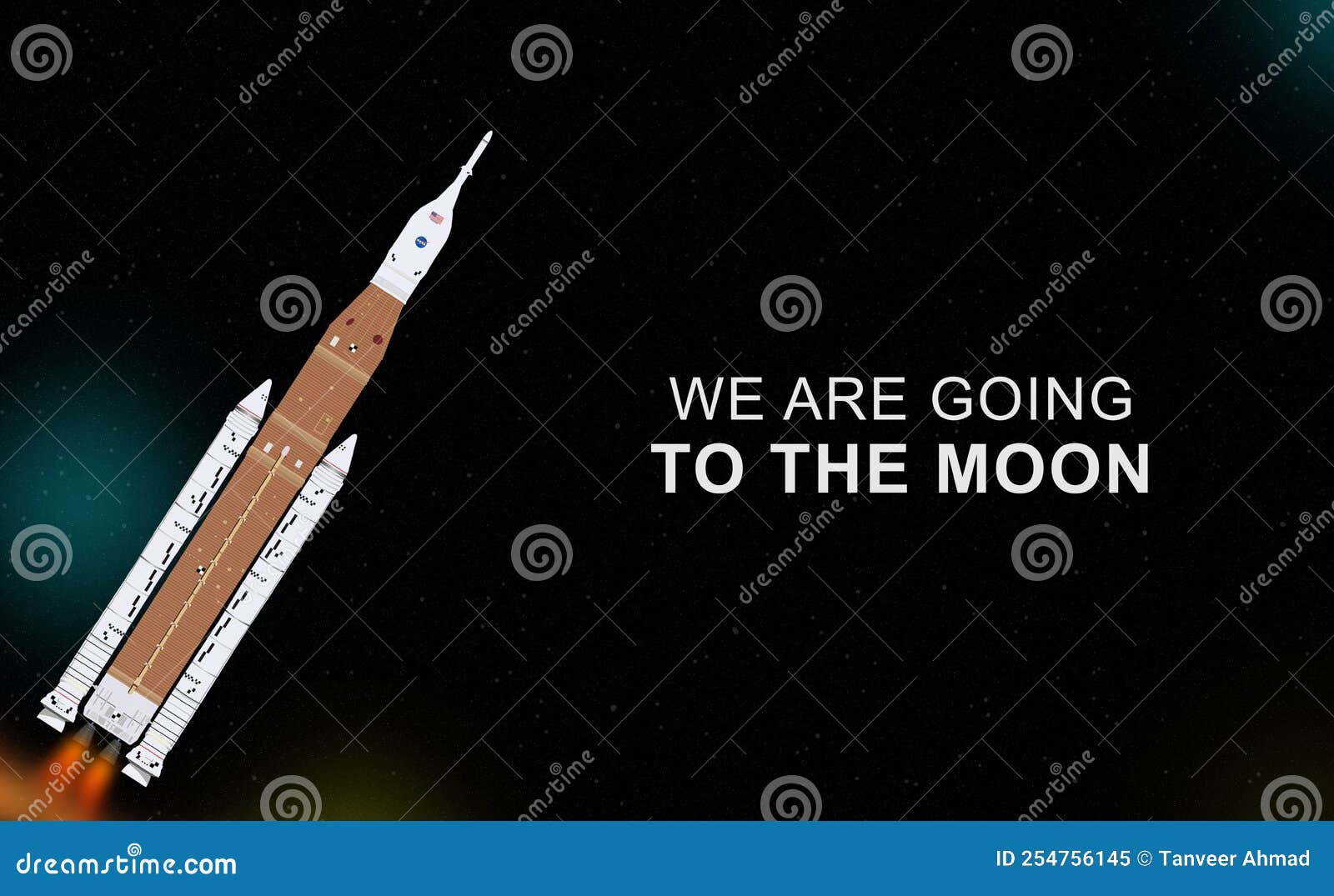 Moon Rocket Being Launched To Reach To Moon with Humans - Concept of ...