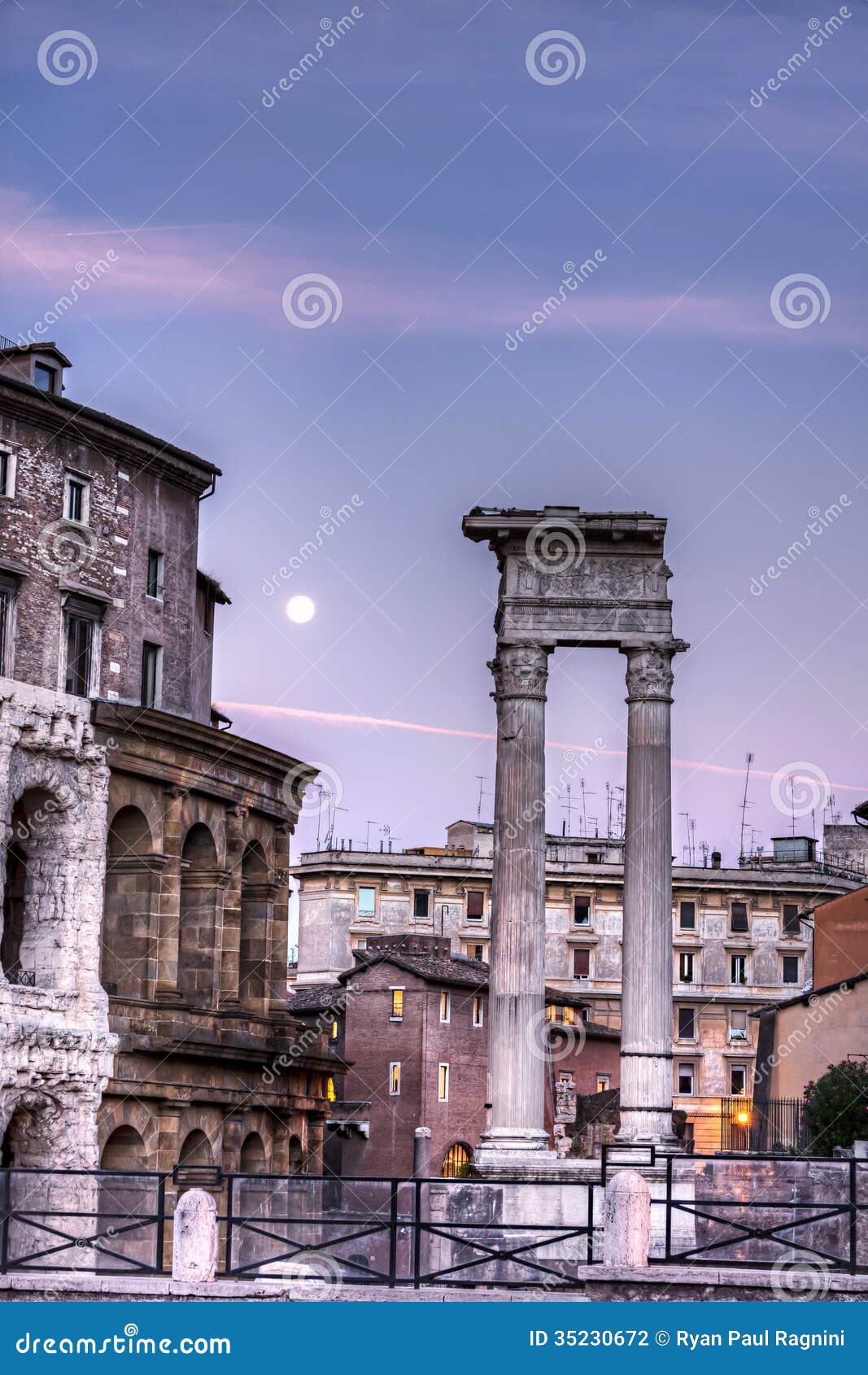 Moon and roman ruins stock photo. Image of ancient, history - 35230672