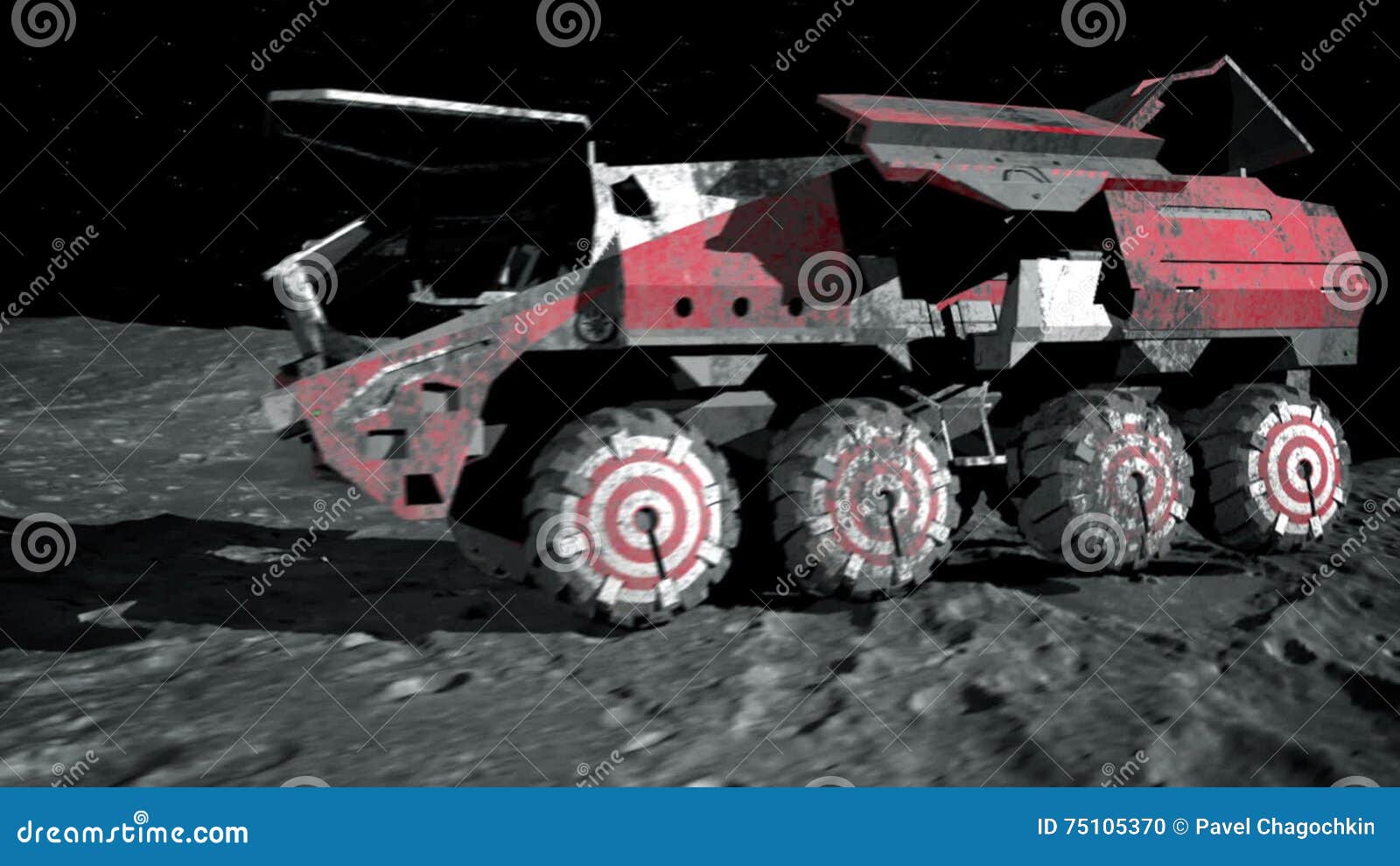 Moon Rover on the Moon. Space Expedition Stock Footage - Video of ...