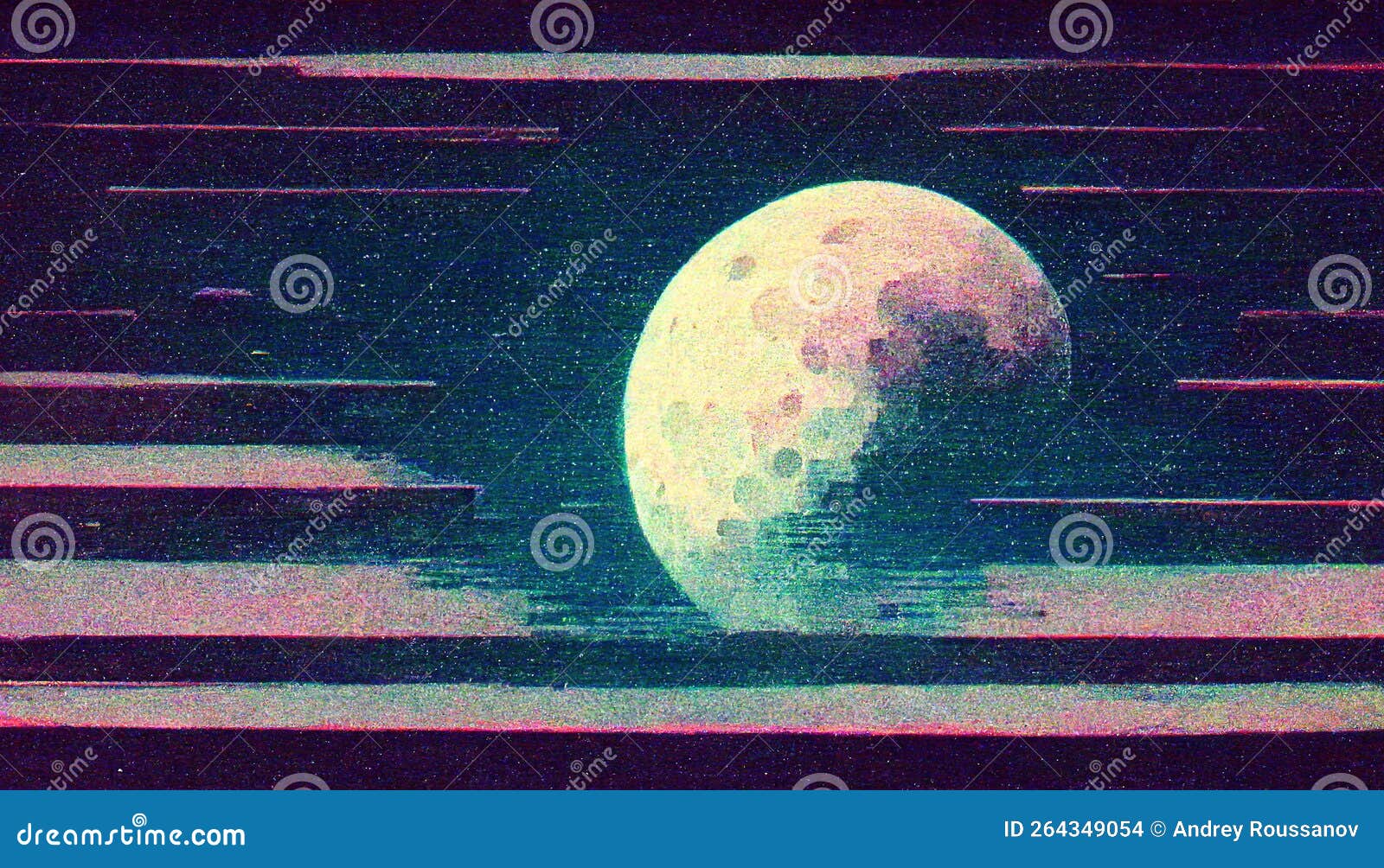Moon in 80s Style. AI Render Stock Illustration - Illustration of ...