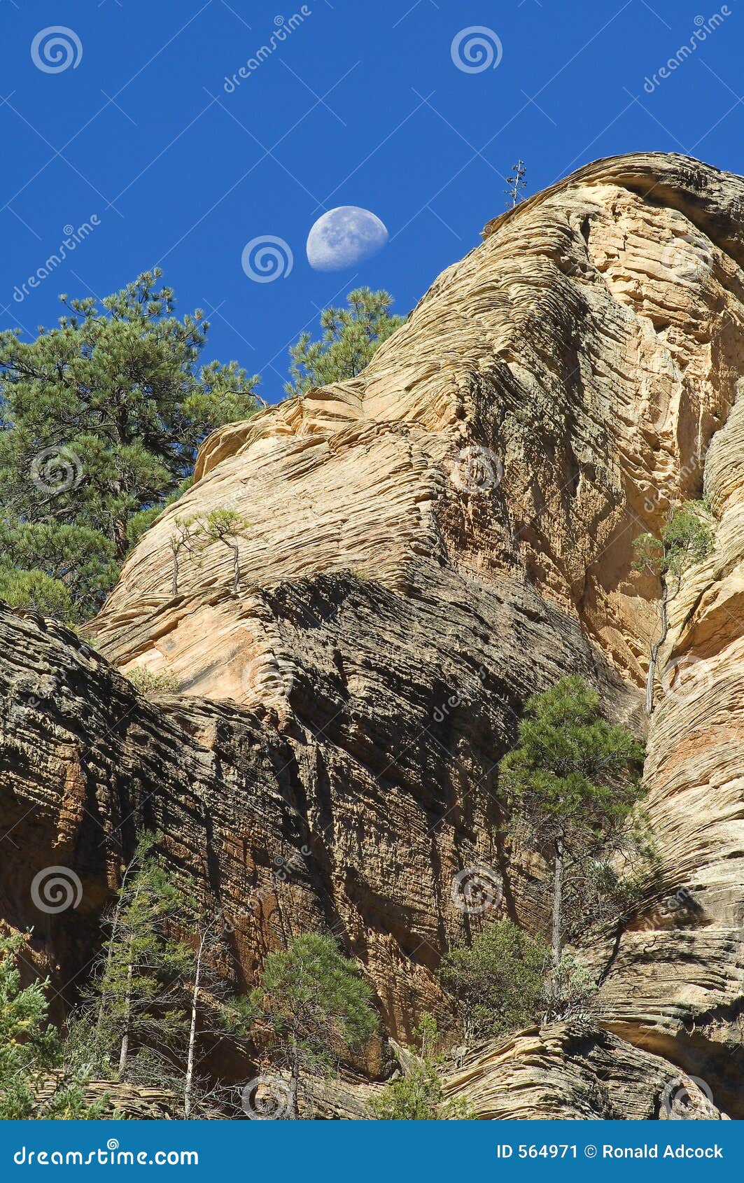 Moon and Sandstone cliff stock image. Image of tower, explore - 564971