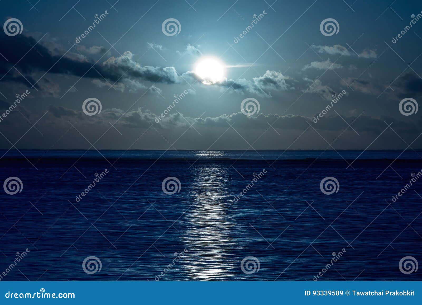 Moon on the sea. stock image. Image of coast, landscape - 93339589