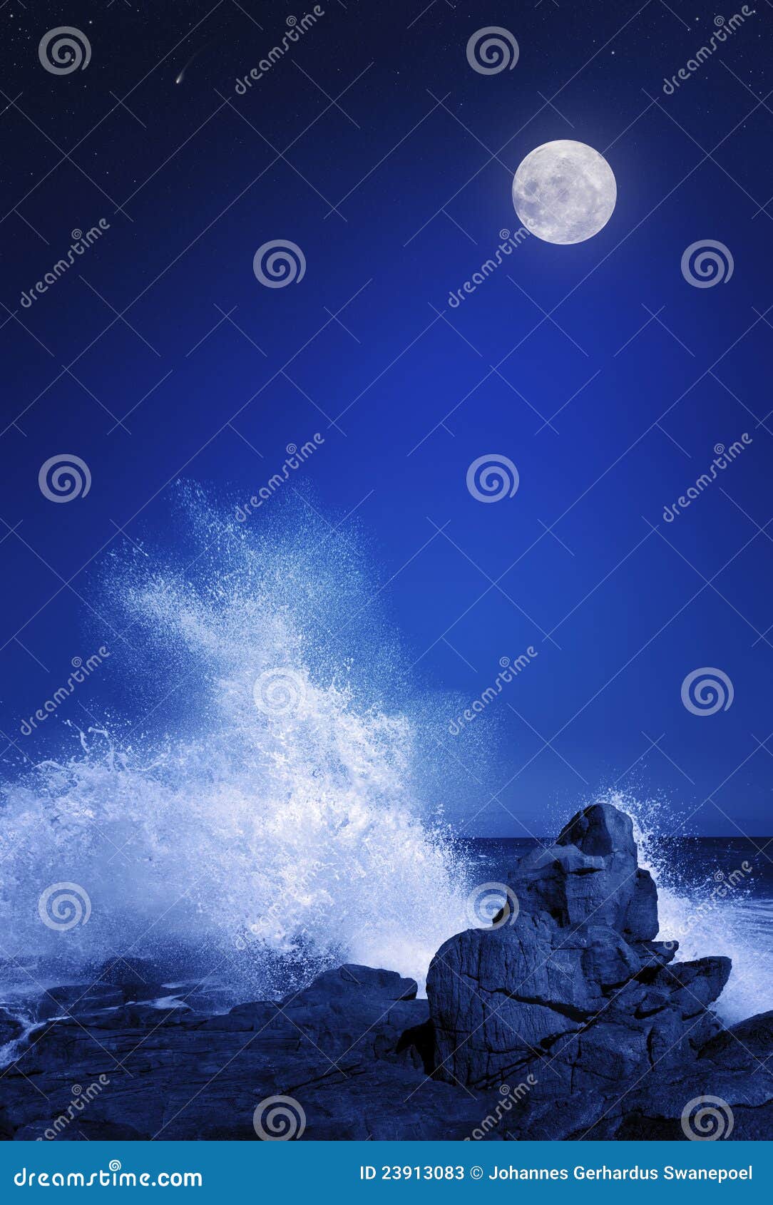 Moon and Seascape at night stock illustration. Illustration of moon ...