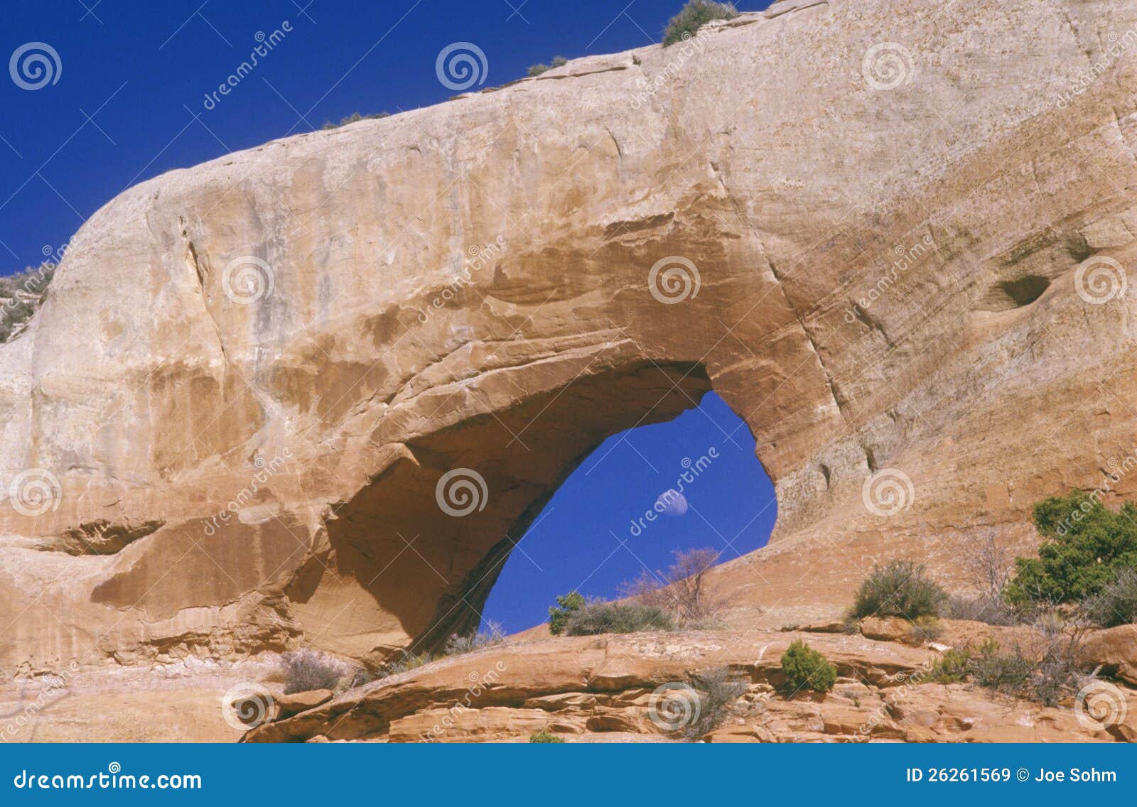 Moon Seen through Rock Formation Stock Image - Image of rock, geology ...