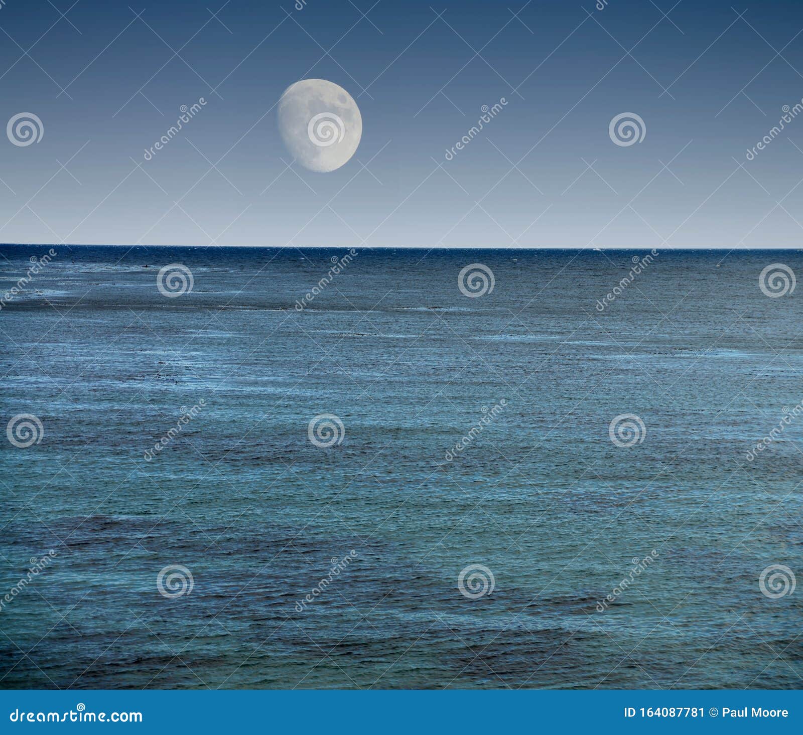 Moon Setting Over Pacific Ocean California Stock Image - Image of light ...