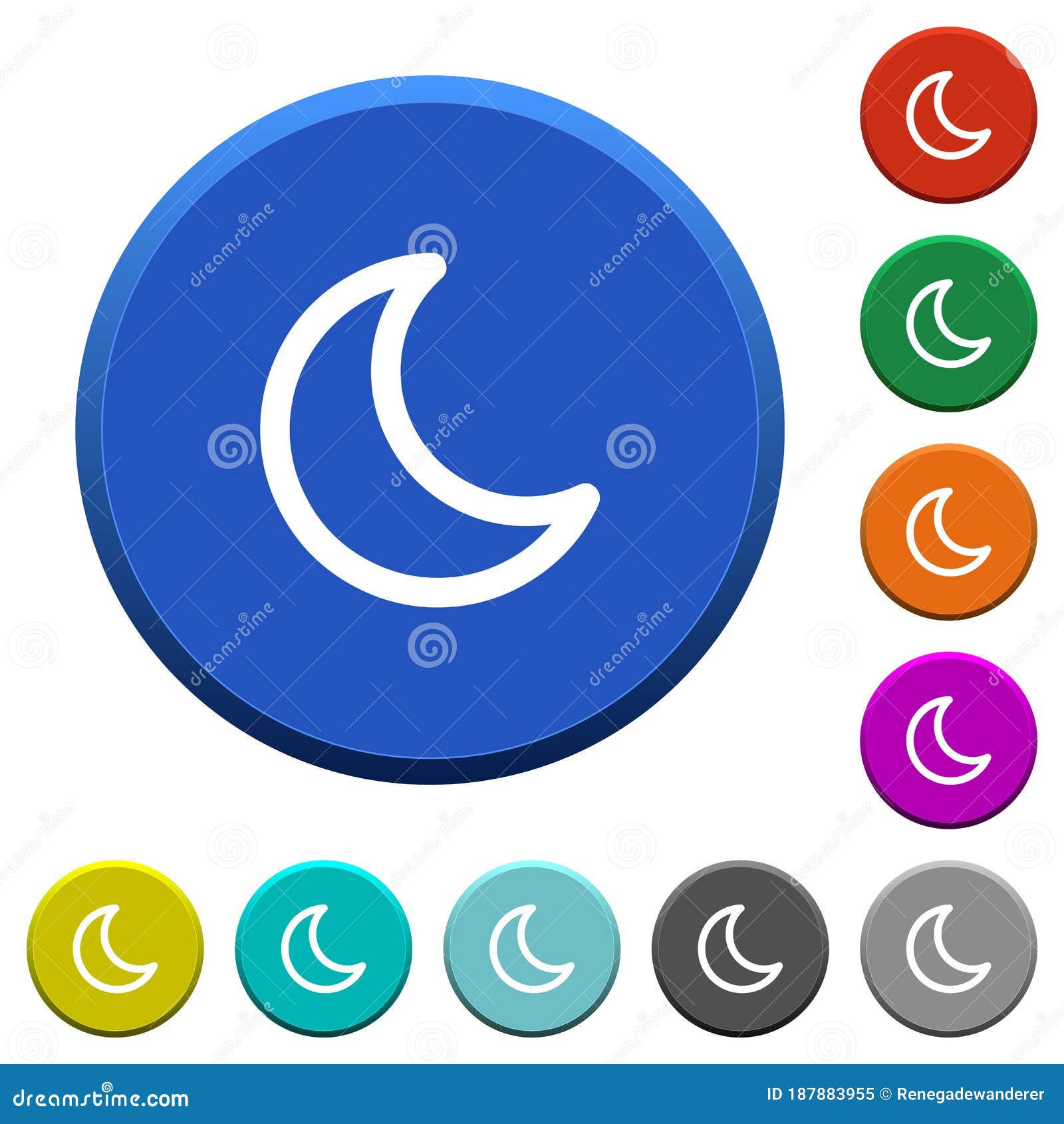 Moon shape beveled buttons stock vector. Illustration of light - 187883955