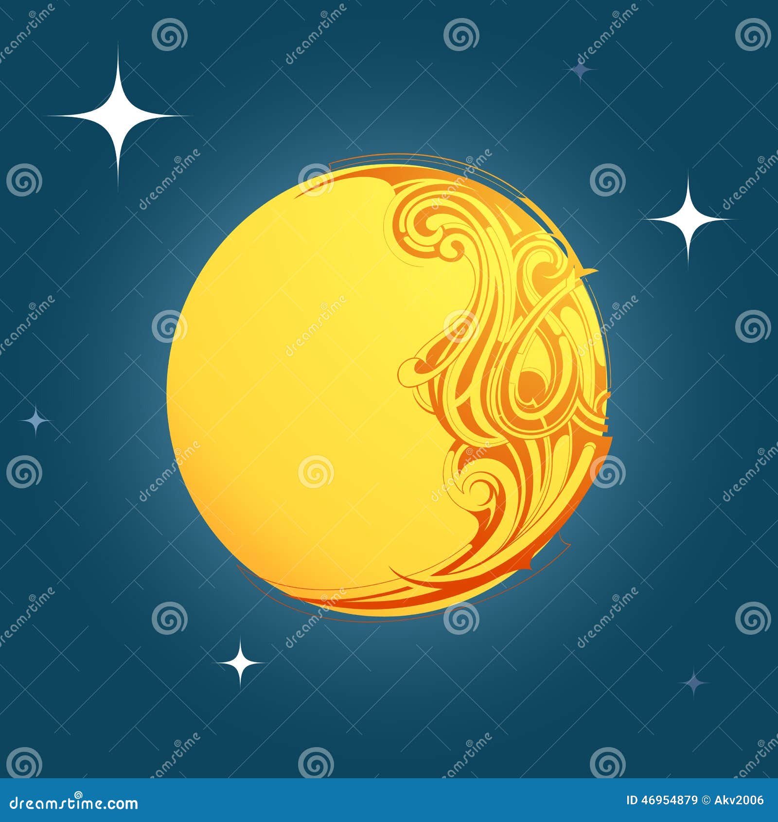 Moon Shape with Decorarative Ornament Stock Vector - Illustration of ...