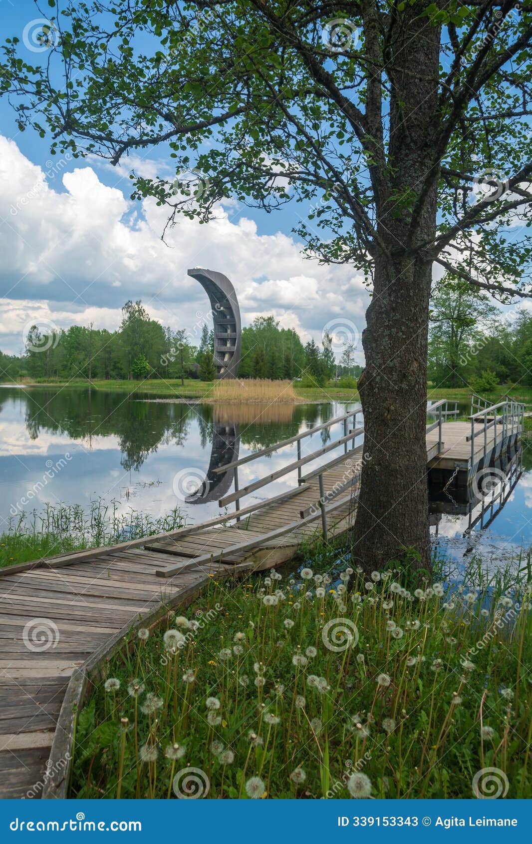 Moon-shaped Observation Tower in the Lithuania. Stock Image - Image of ...