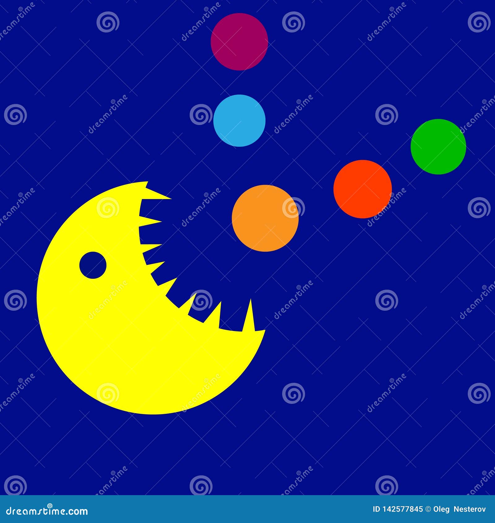 The Moon with Sharp Teeth and an Open Mouth is Directed To Round ...