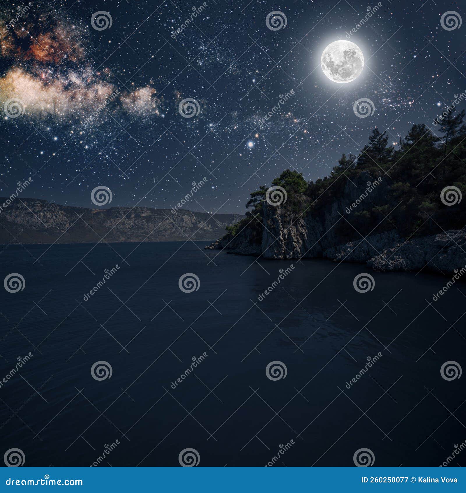 Moon Shines on the Christmas Eve of Jesus Christ Stock Image - Image of ...