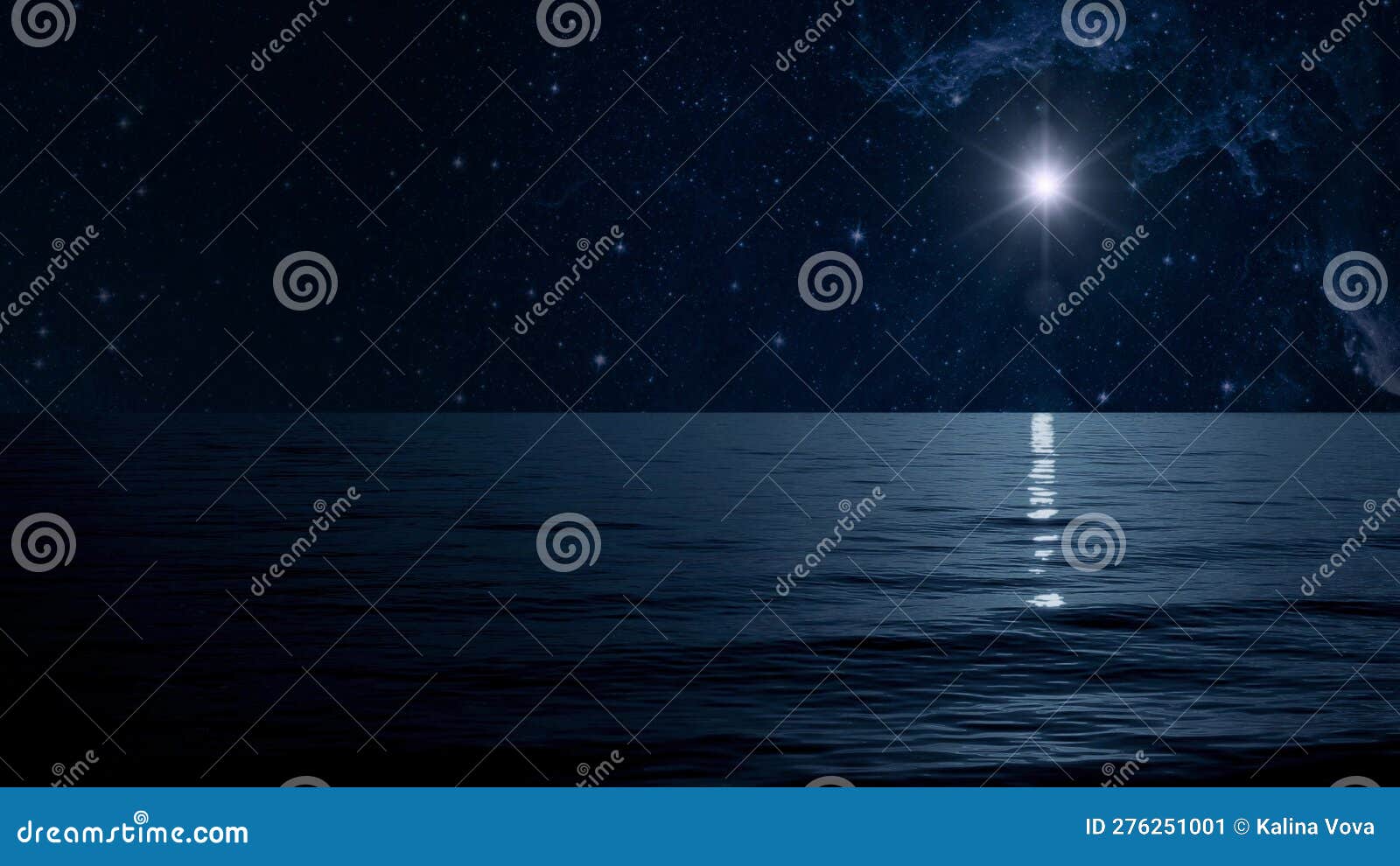 The moon shines on the sea stock illustration. Illustration of ocean ...