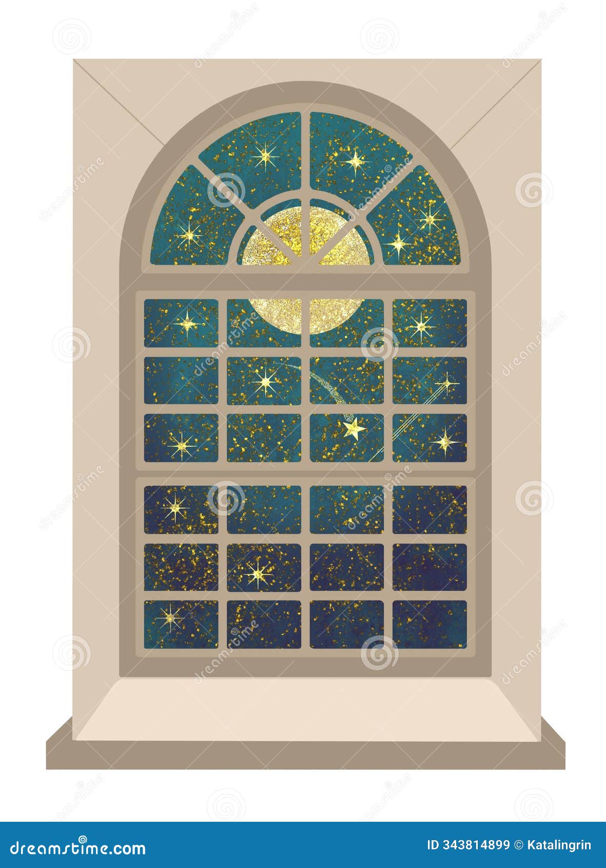 The Moon Shines through the Window Window with the Moon and Stars ...