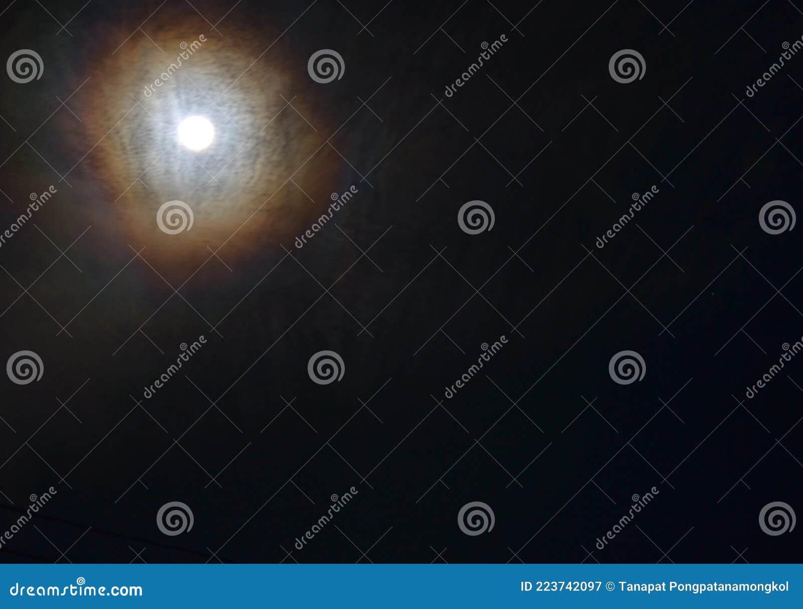 Moon Shining Behind Thin Cloud Layer at Night Stock Image - Image of ...