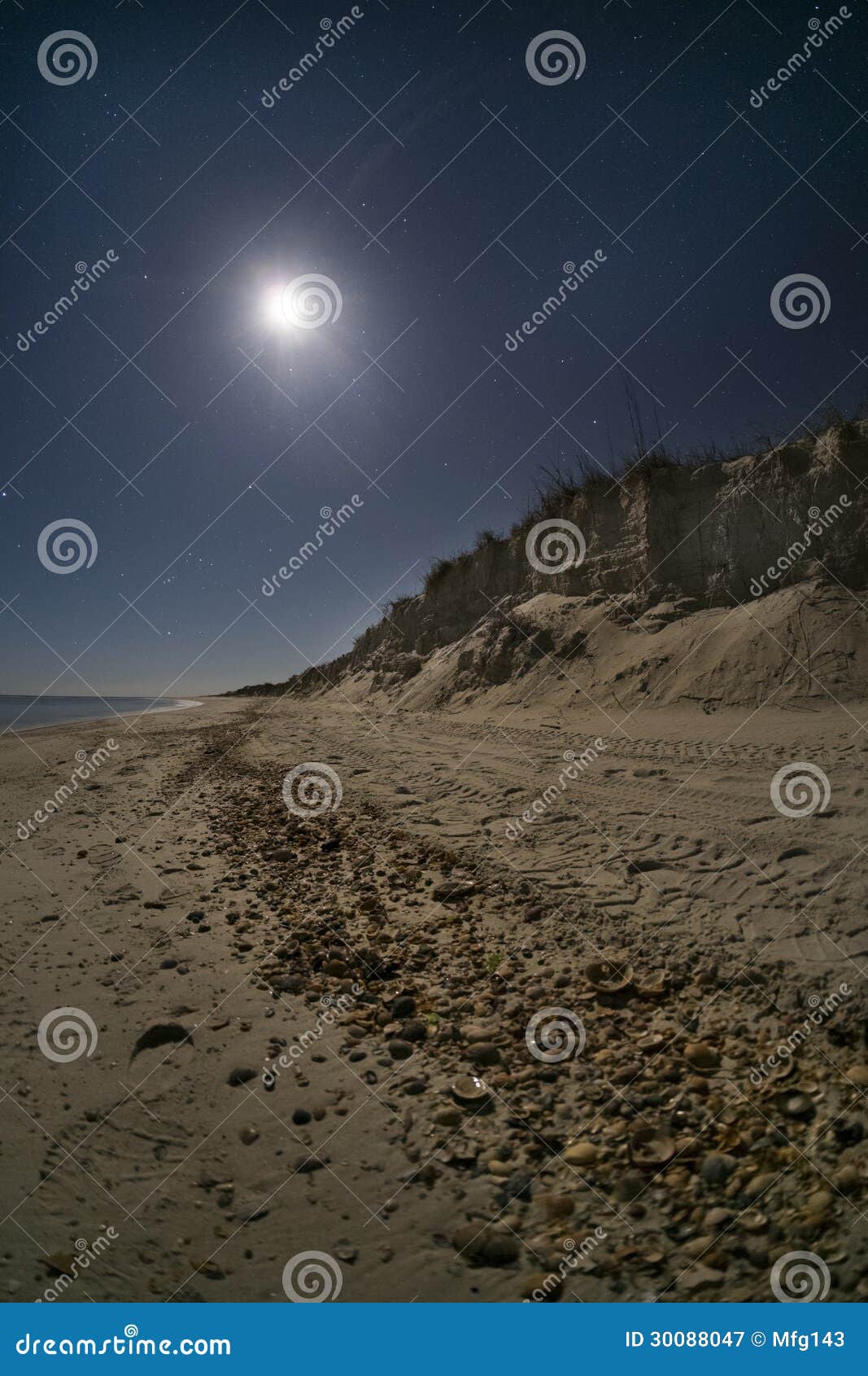 Moonlit Beach stock image. Image of evening, dark, night - 30088047