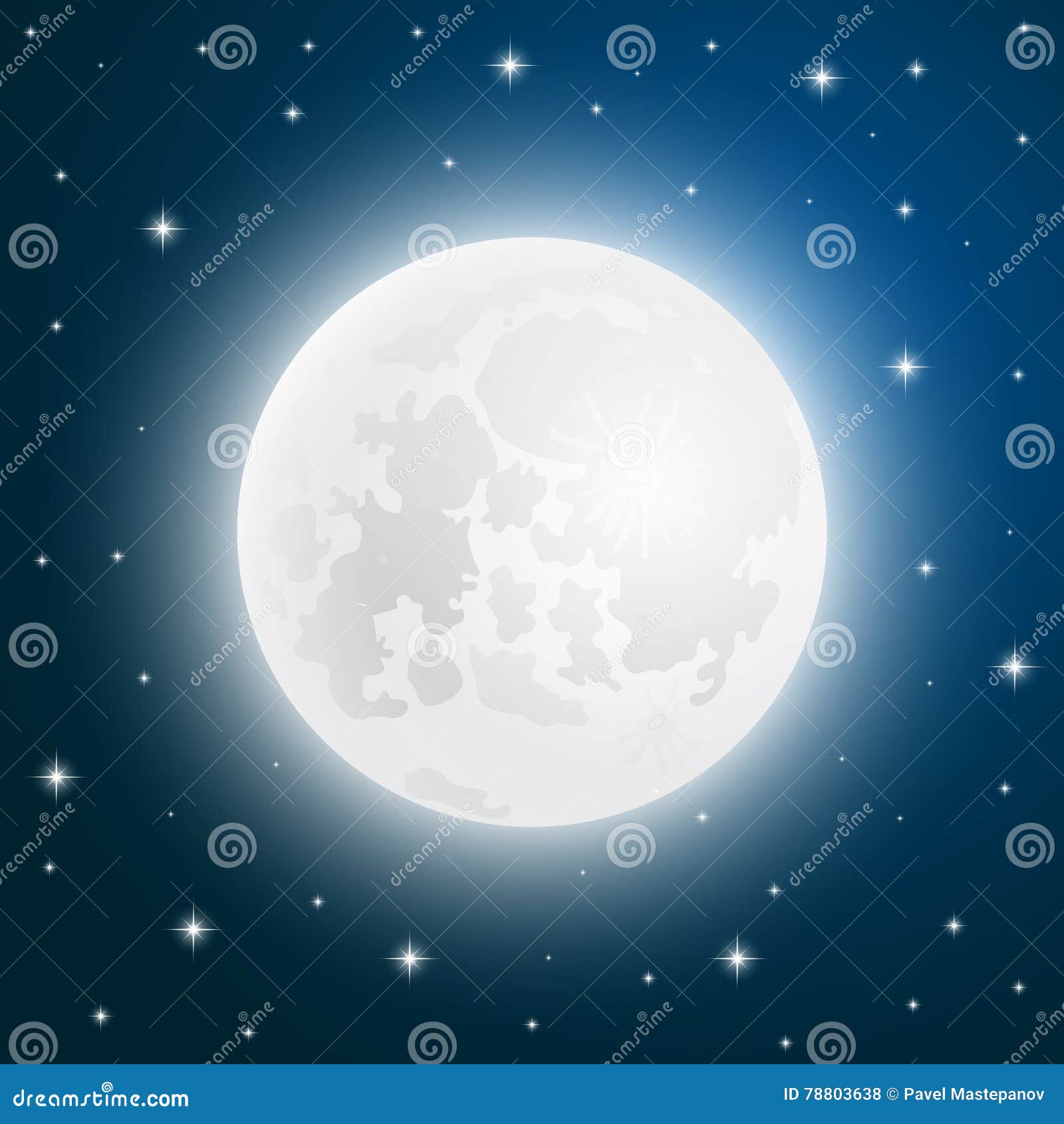 Moon with Shining Stars, Sky Stock Vector - Illustration of bright ...