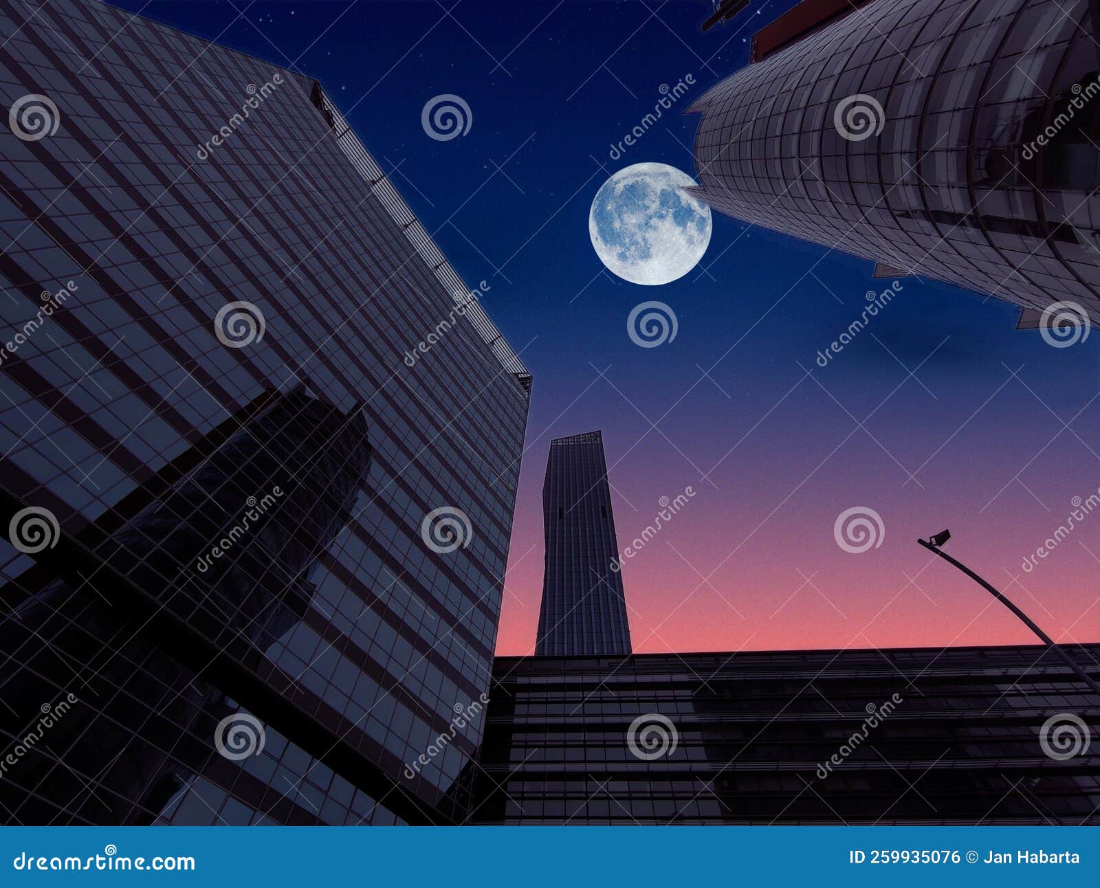 Moon in the Sky Above the Buildings Stock Photo - Image of metropolis ...