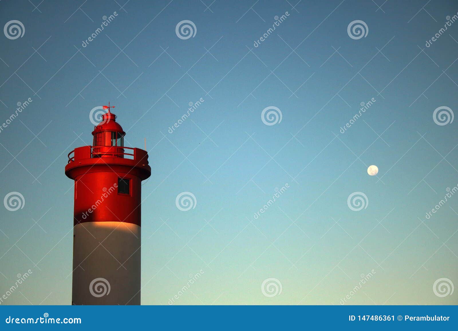 MOON in the SKY with LIGHTHOUSE Stock Image - Image of side, bright ...