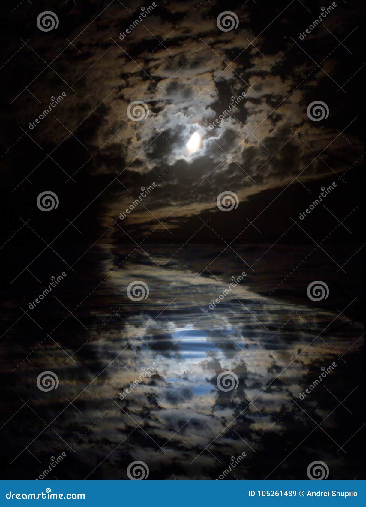 Moon on the Sky with Reflection on Water Stock Image - Image of ...