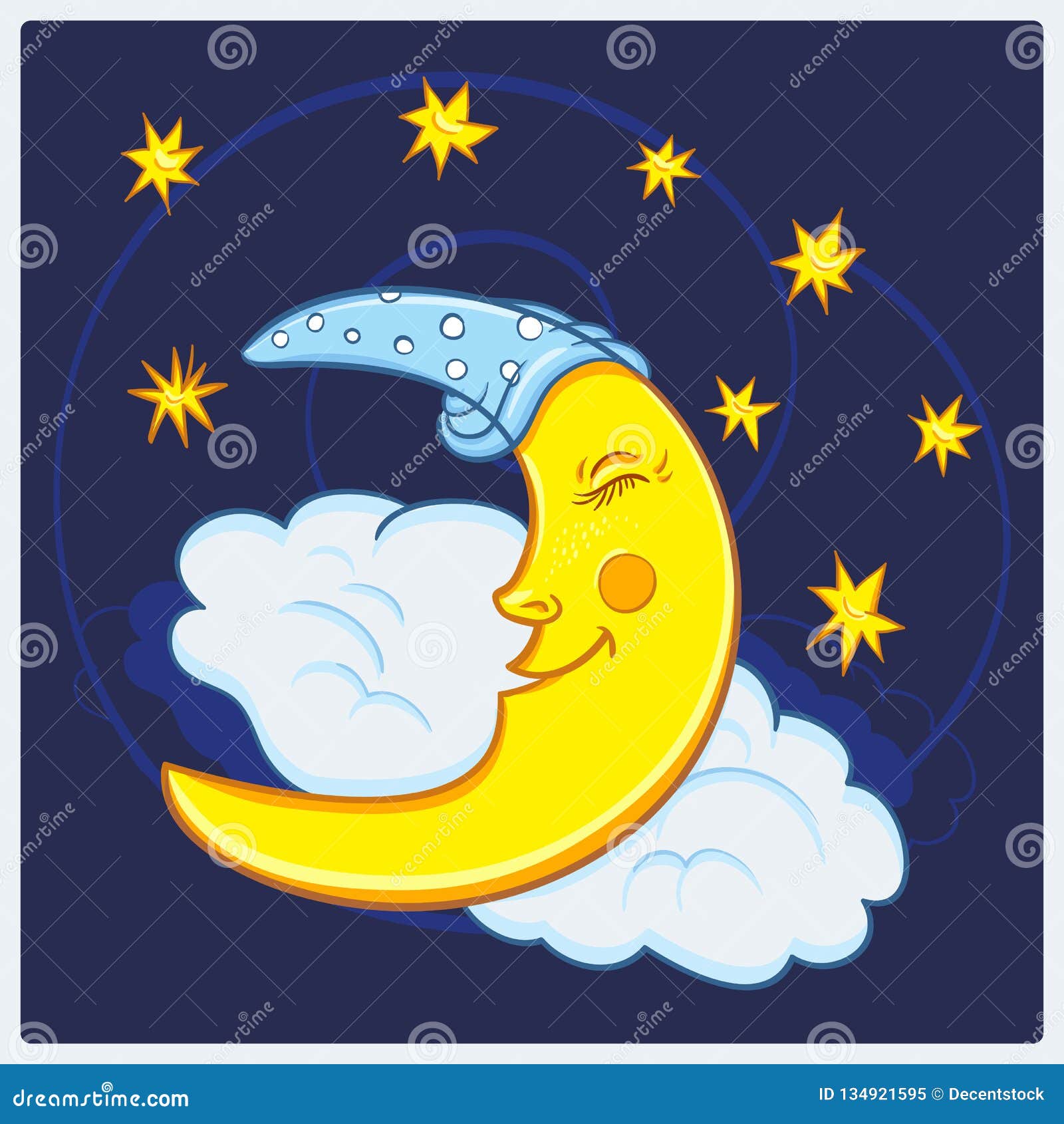 Moon Sleeping Among Stars Zentangle Design For Coloring Book For Adult ...