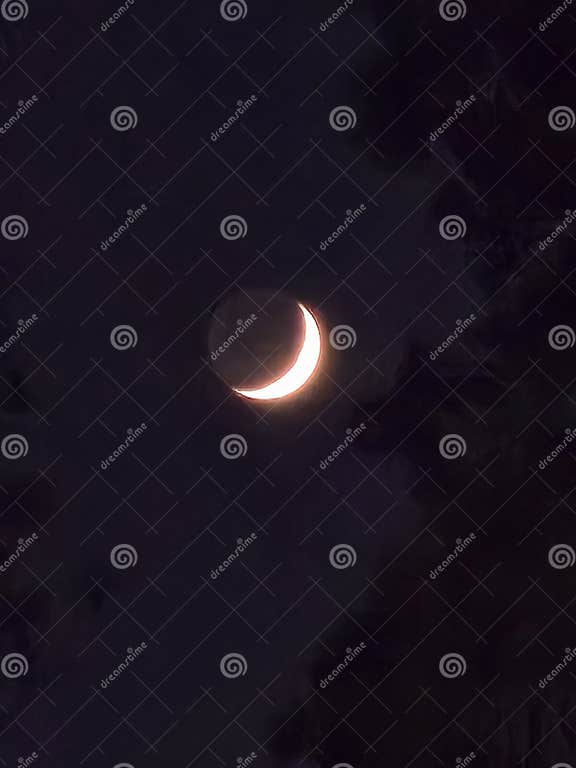 The Sliver of a Moon As the Eclipse Progresses Stock Image - Image of ...