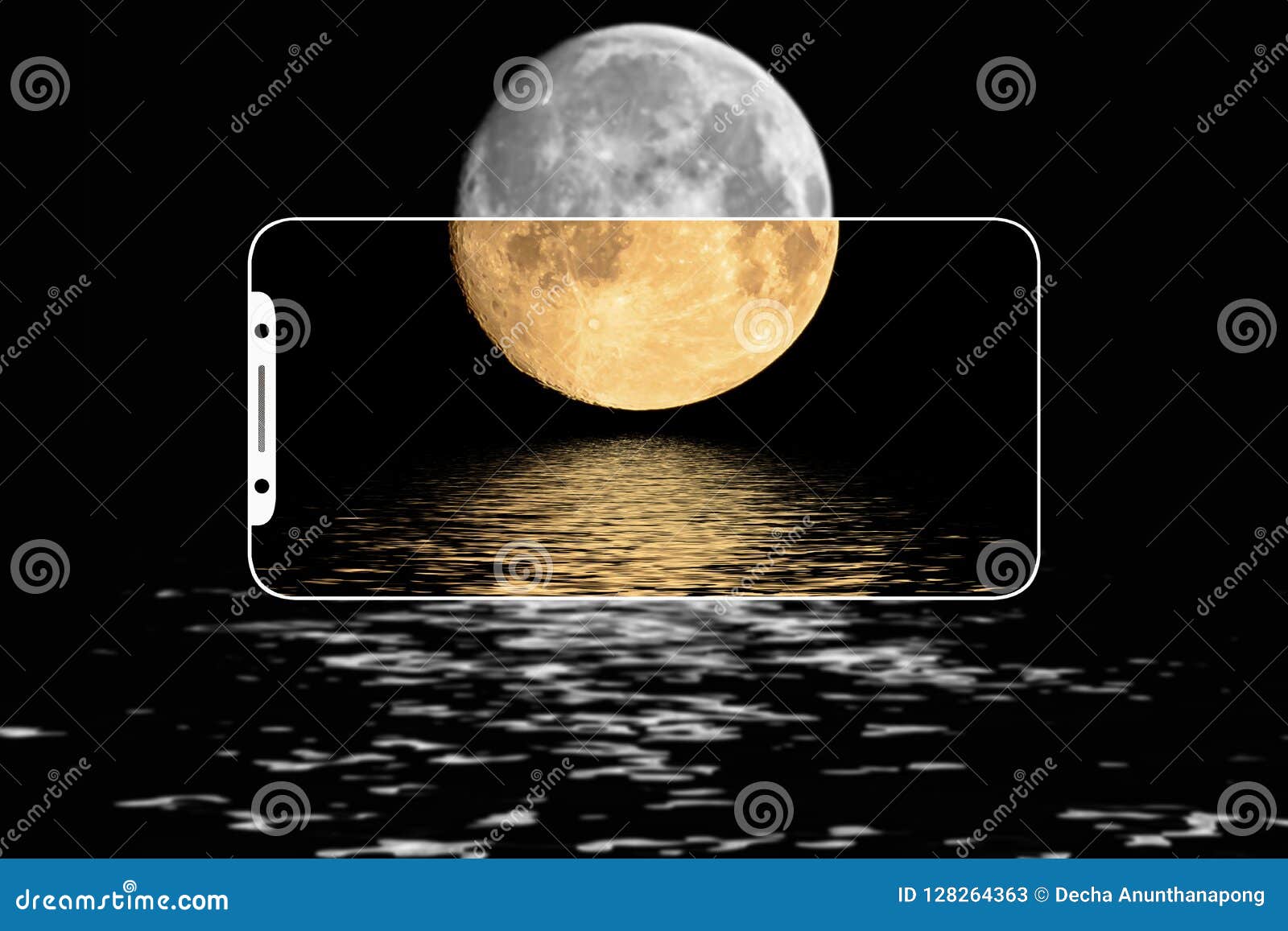 Moon on smartphone stock image. Image of astronomy, space - 128264363