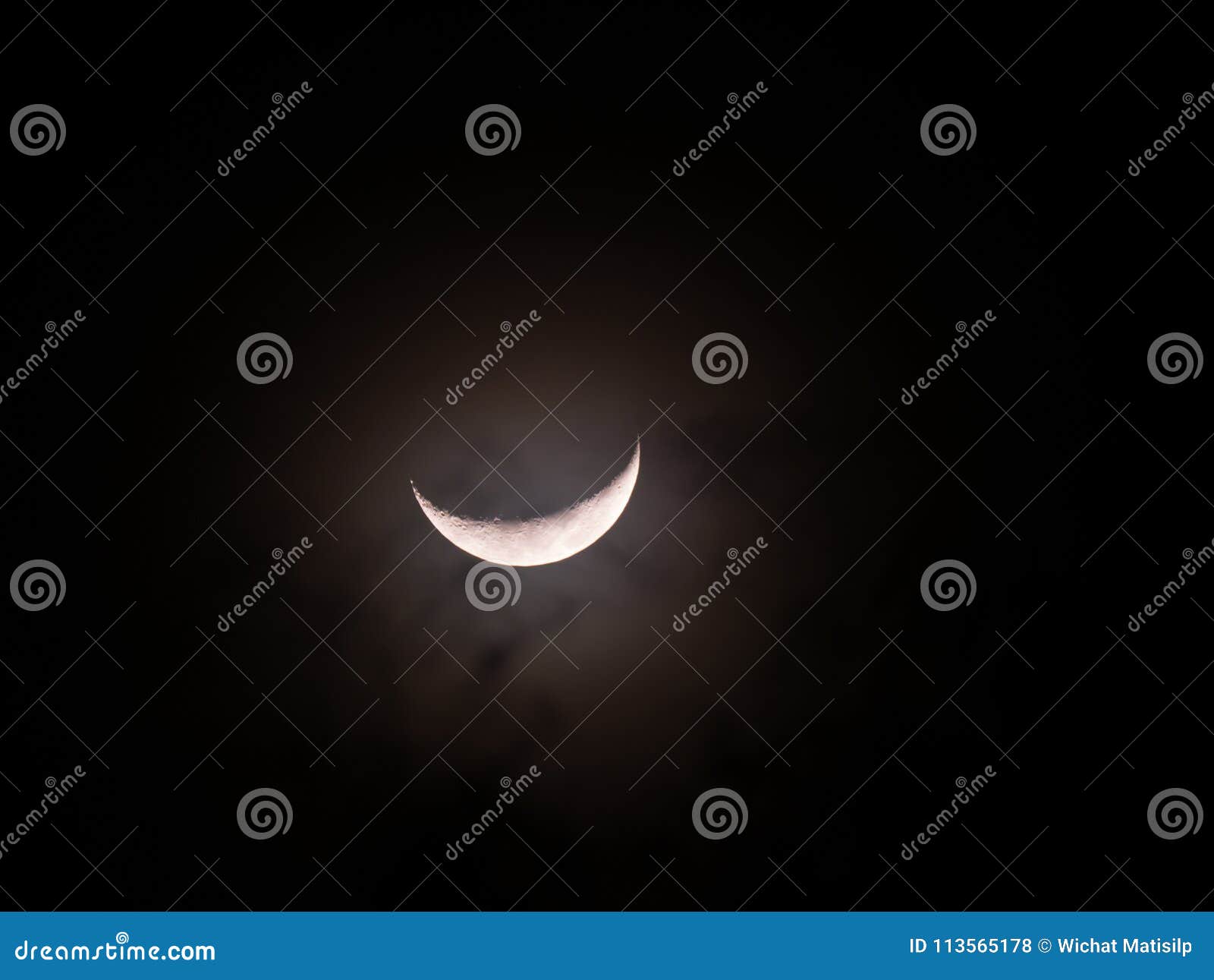 Moon Smiled Wide Some Clouds Slightly Stock Photo - Image of beautiful ...