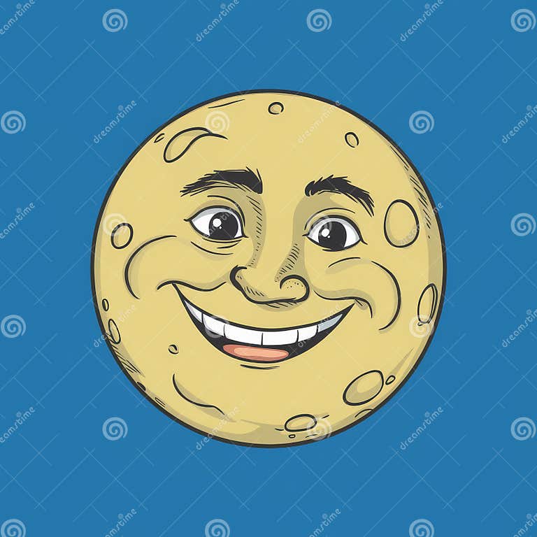 Moon with smiling face stock illustration. Illustration of star - 325674168
