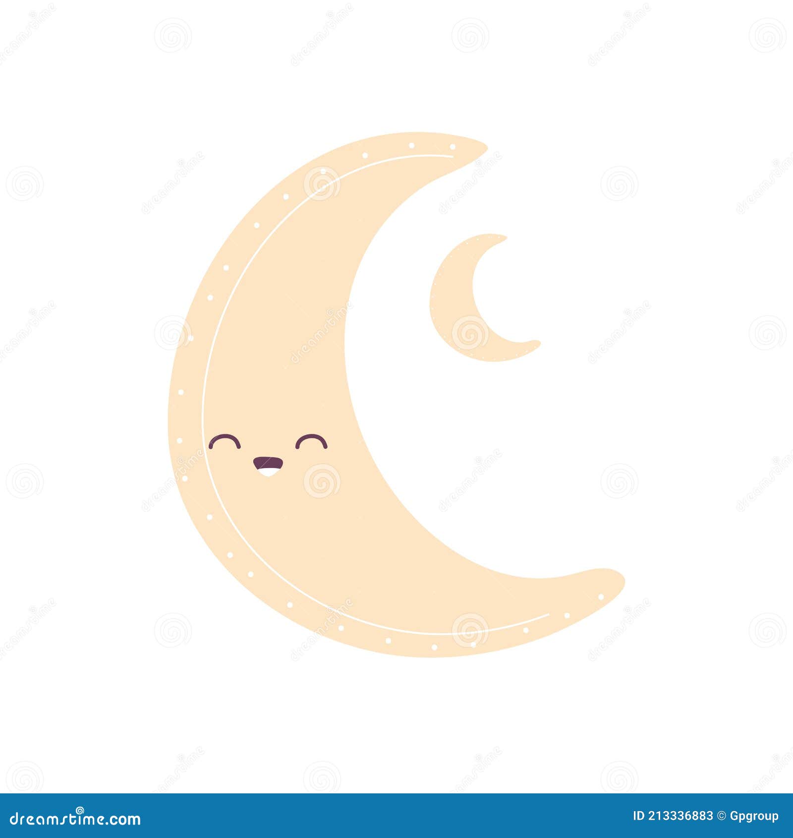 Moon Smiling on a White Background Stock Illustration - Illustration of ...