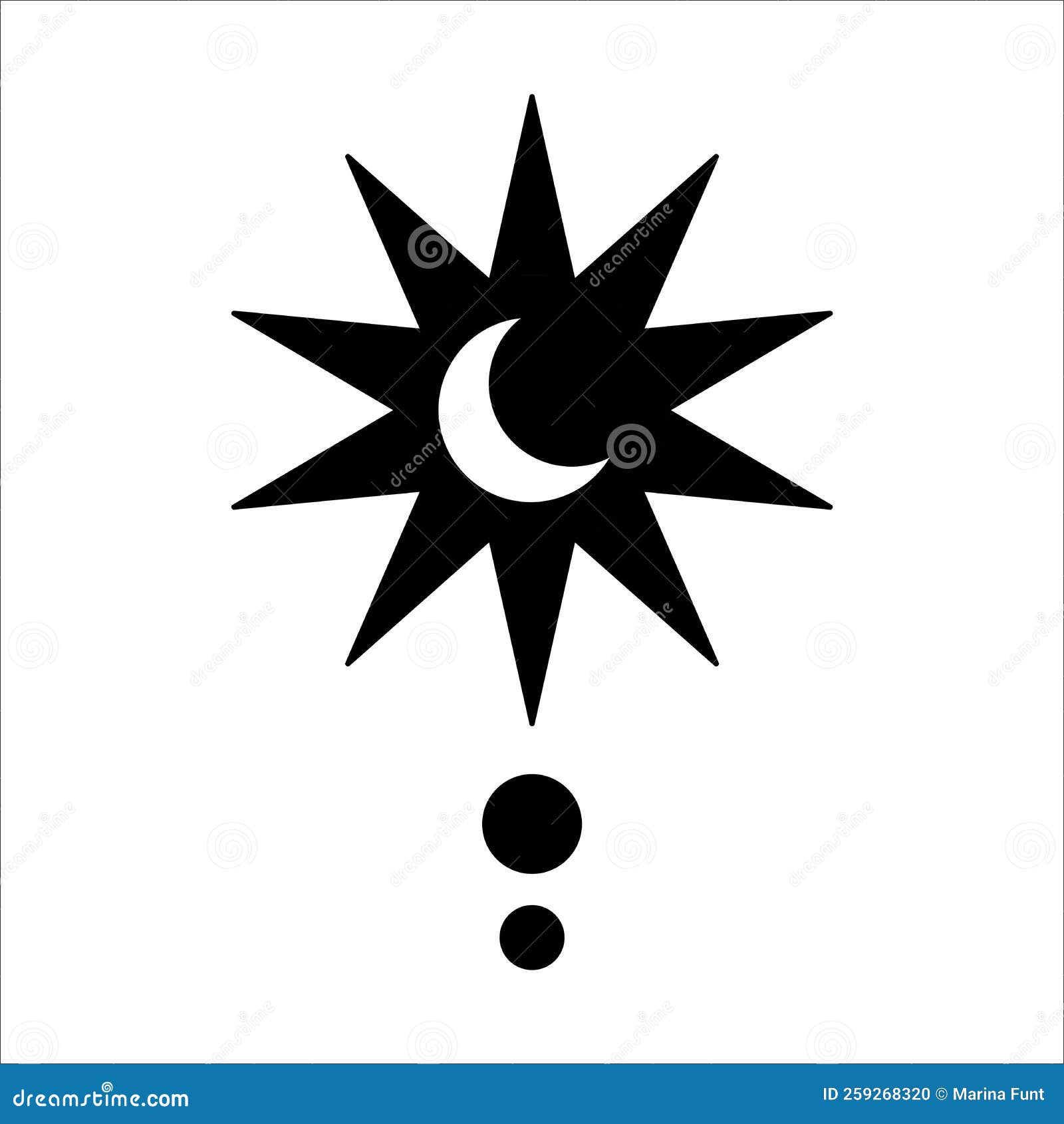 Moon in a Star Exclamation Point. Mystic and Esoteric Simple Icon Stock ...
