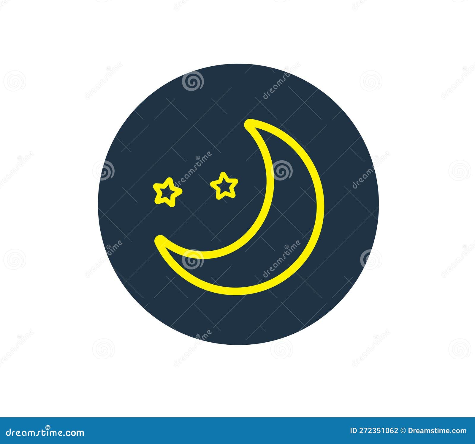 Moon and Star Icon Isolated on White Background. Night Icon. Vector ...