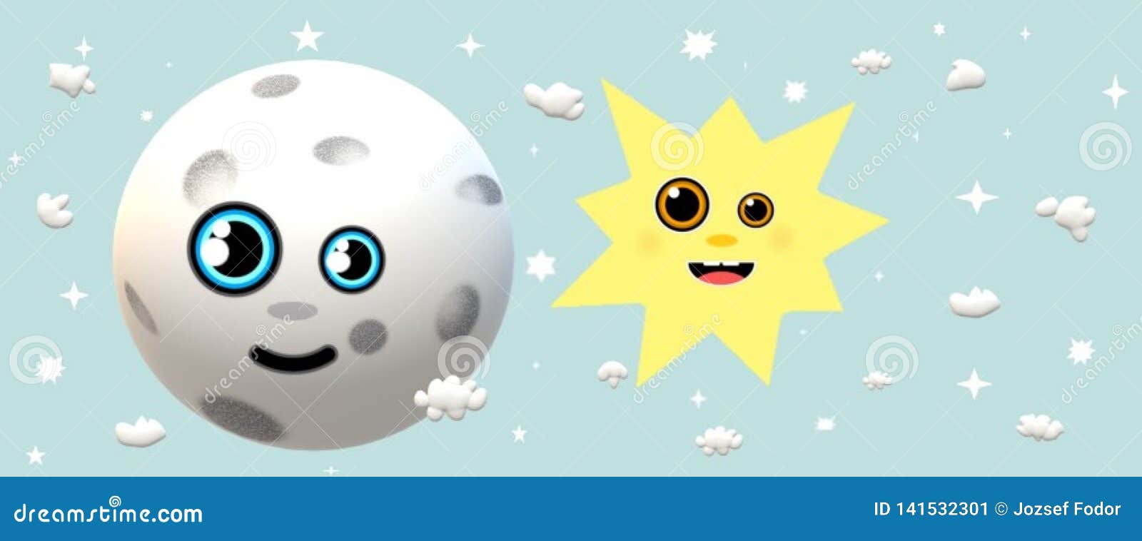 Moon and star for children stock illustration. Illustration of nice ...