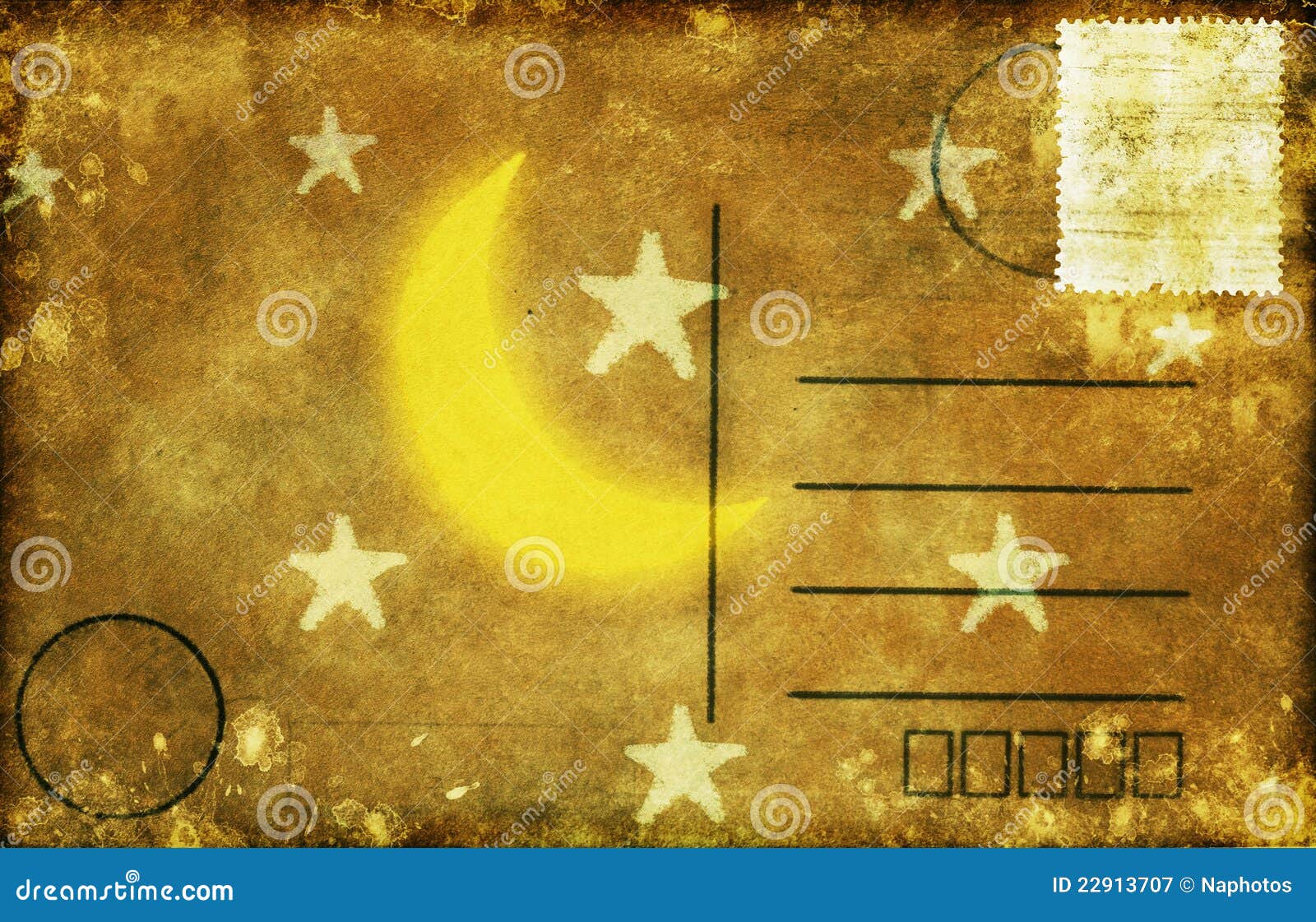 Moon and star postcard stock illustration. Illustration of dirty - 22913707